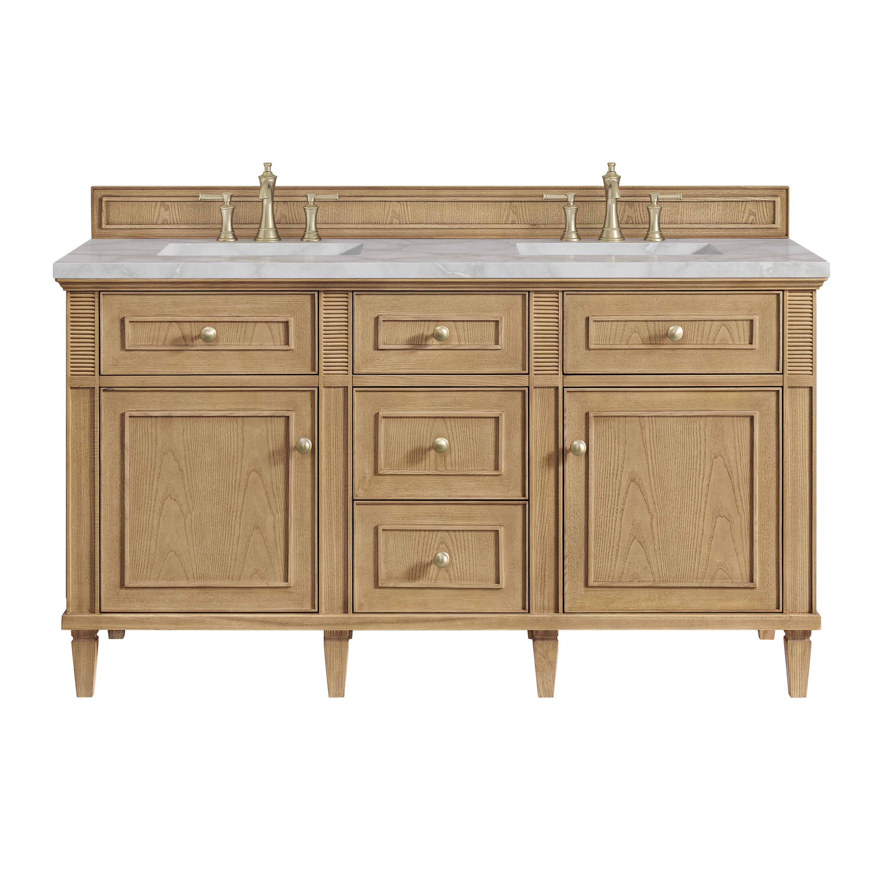 James Martin Vanities Lorelai 60" Light Natural Oak Double Vanity With ...