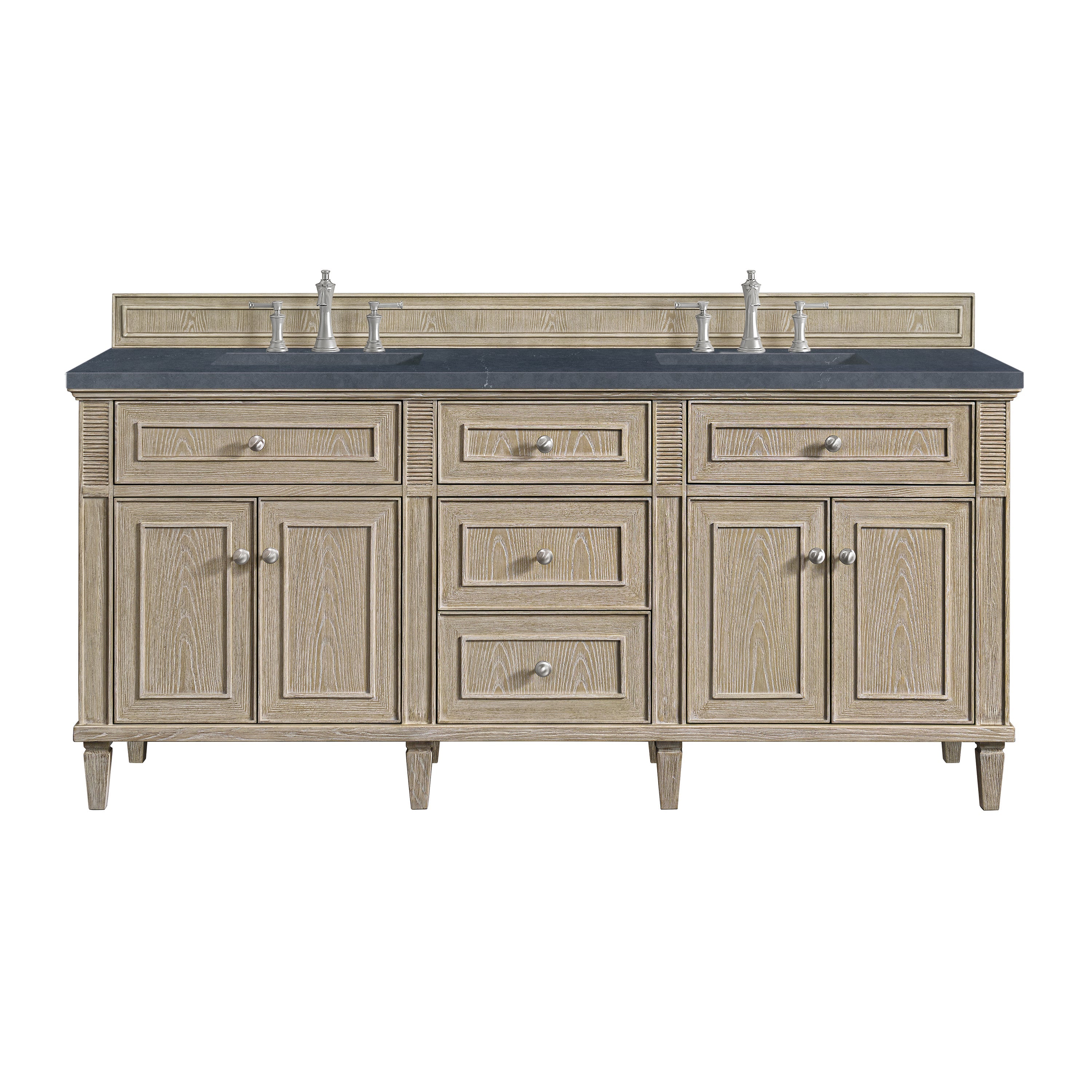James Martin Vanities Lorelai 72" Whitewashed Oak Double Vanity With 3 ...