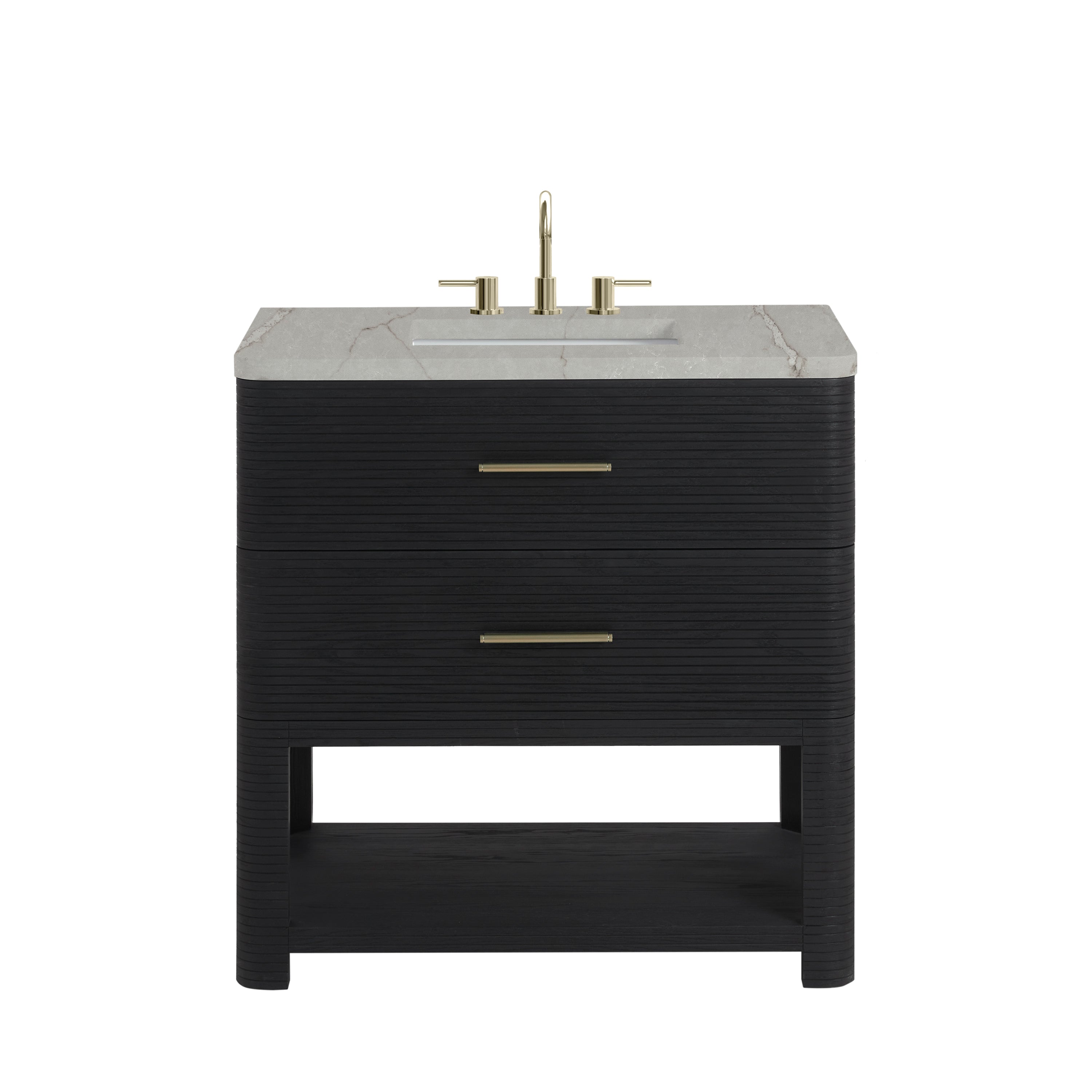 James Martin Vanities Lucian 36" Carbon Oak Single Vanity With 3cm Vic ...