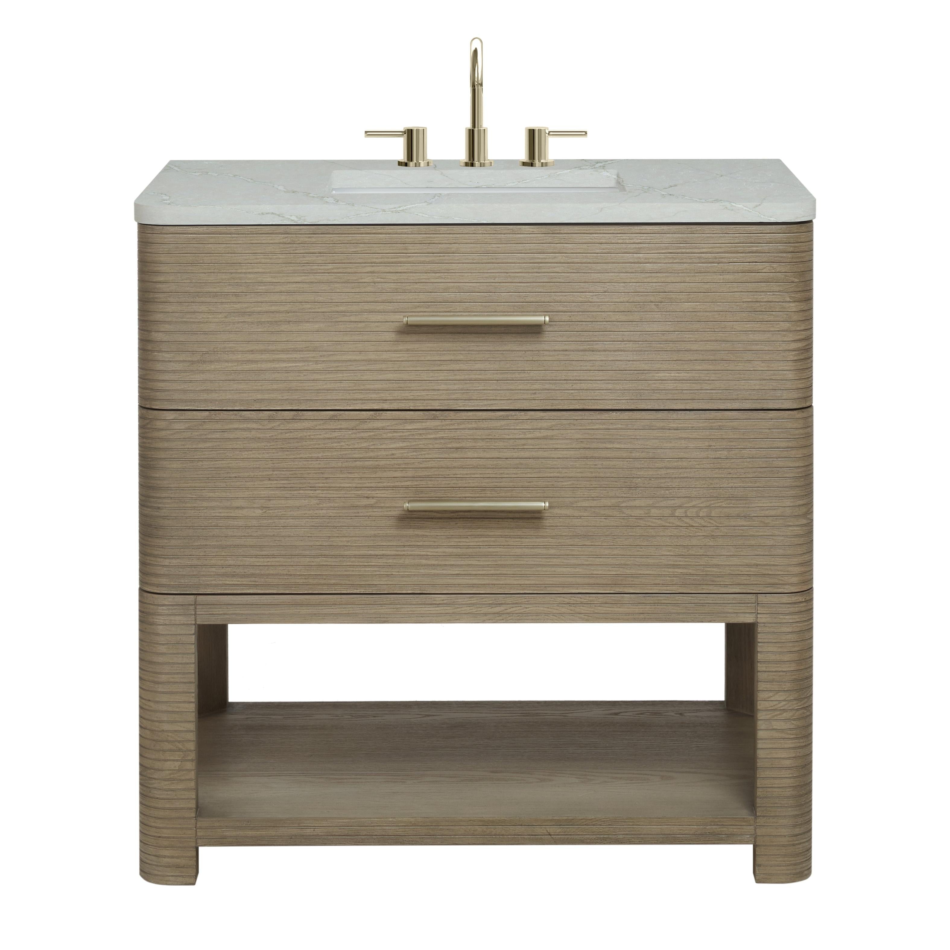 James Martin Vanities Lucian 36" Pebble Oak Single Vanity With 3cm Vic ...