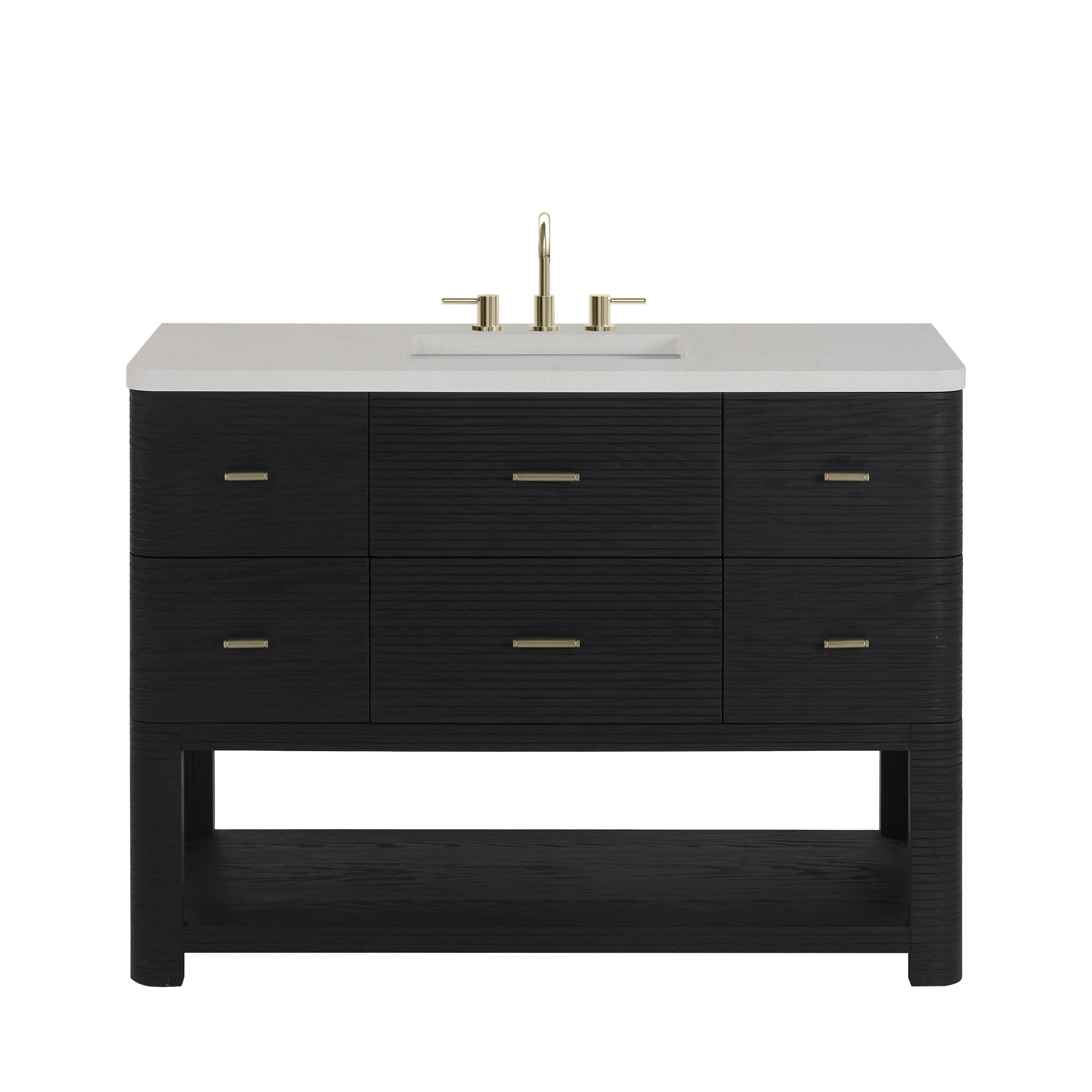 James Martin Vanities Lucian 48" Carbon Oak Single Vanity With 3cm Whi ...