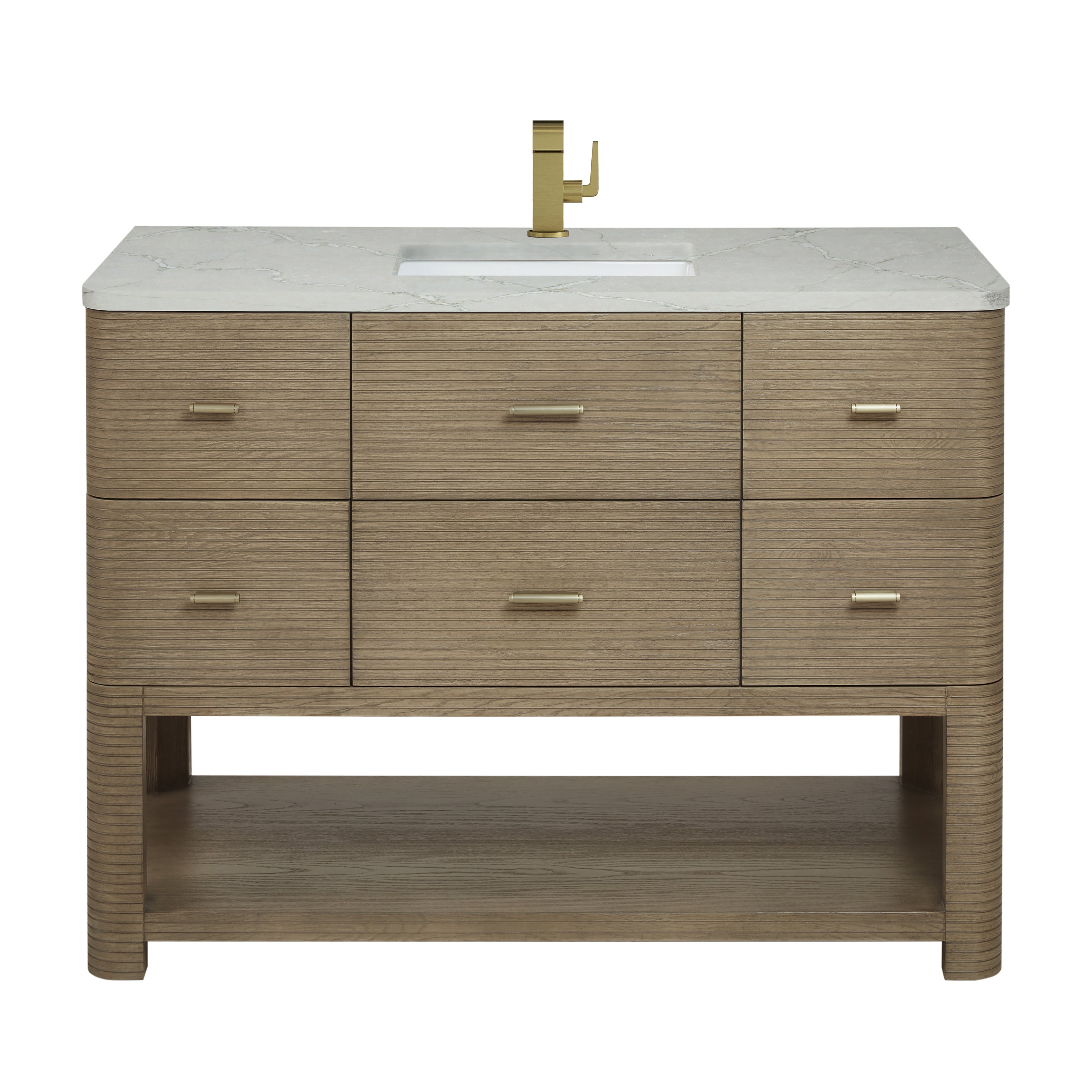 James Martin Vanities Lucian 48" Pebble Oak Single Vanity With 3cm Vic ...