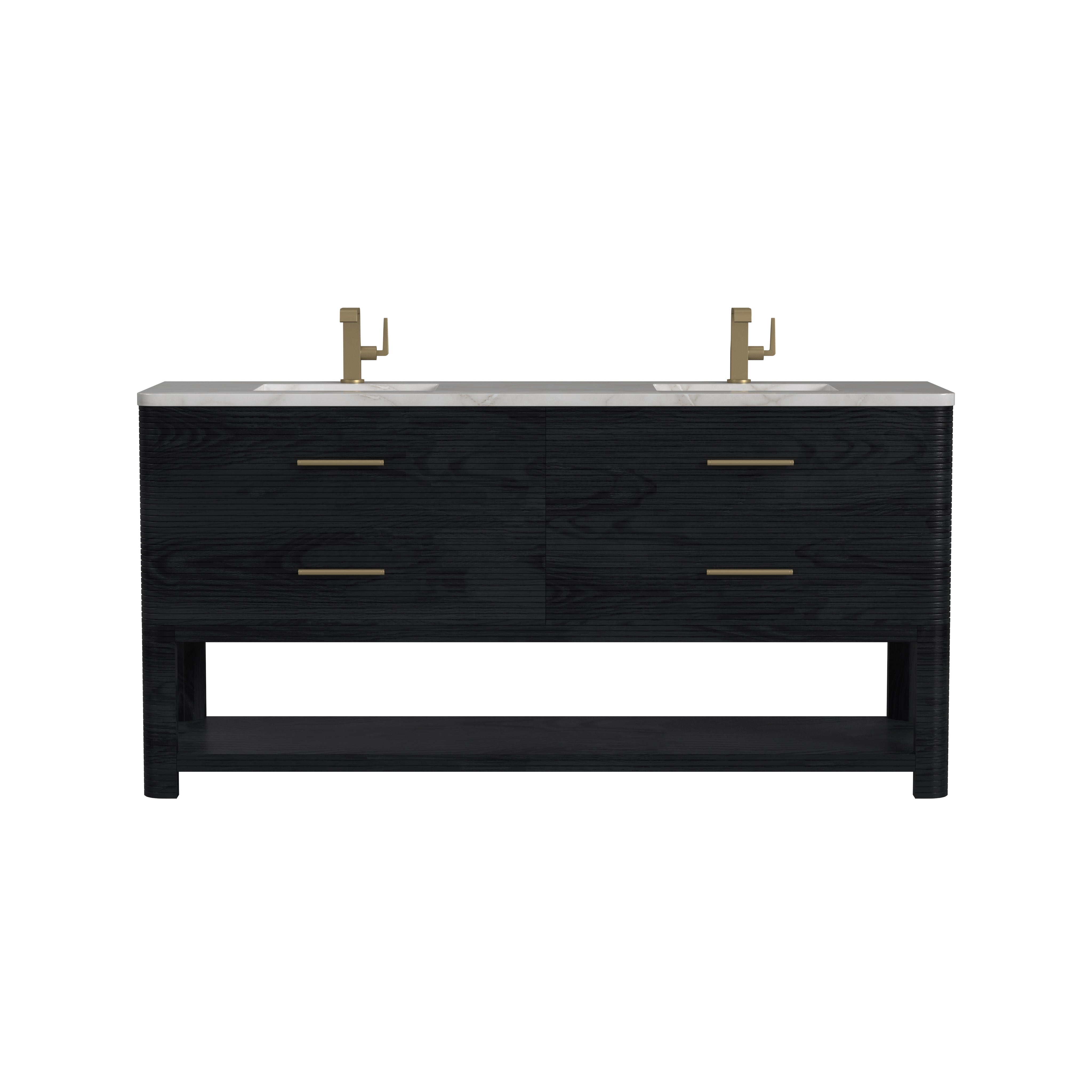 James Martin Vanities Lucian 72" Carbon Oak Double Vanity With 3 cm Vi ...