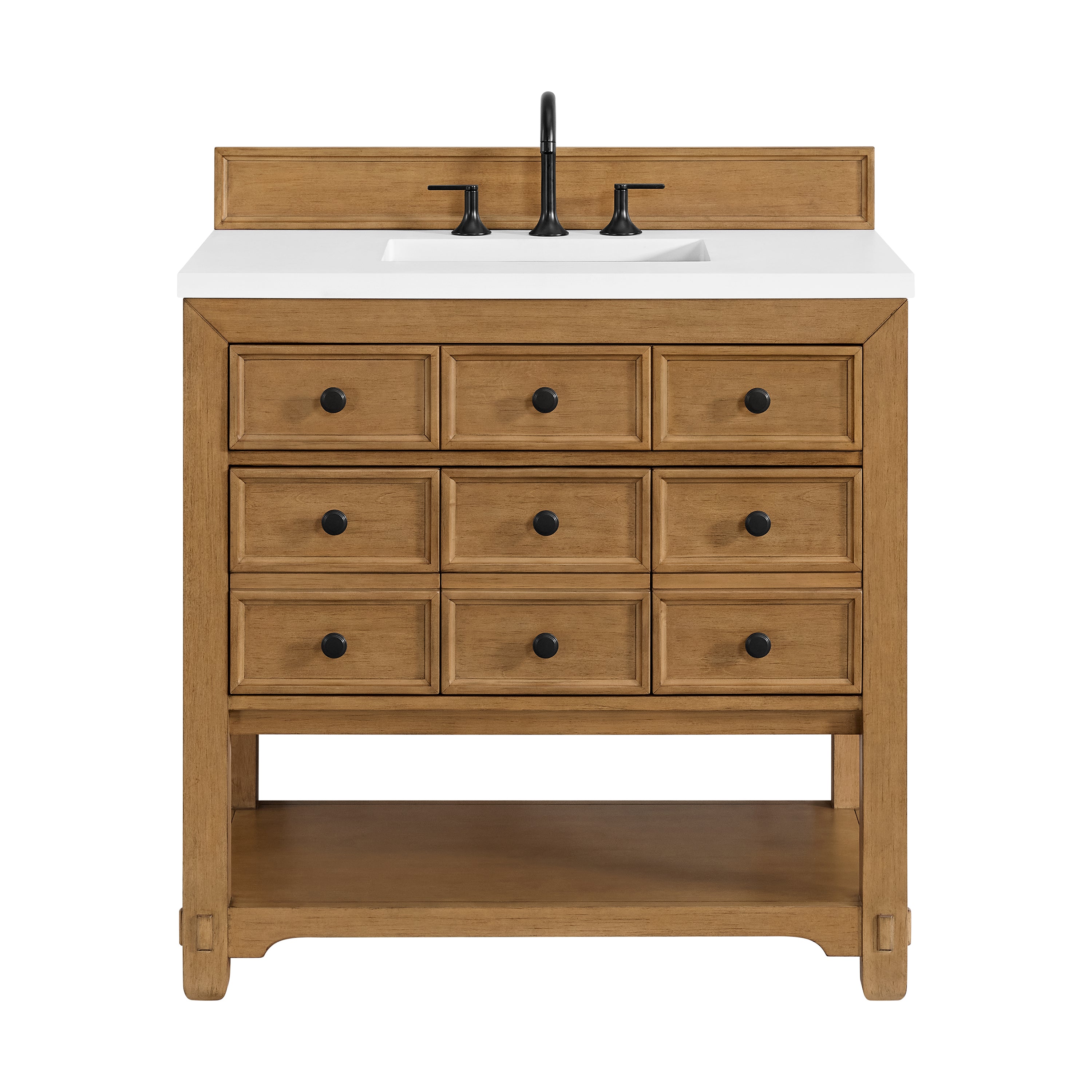 James Martin Vanities Malibu 36" Amber Birch Single Vanity With 3 cm W ...
