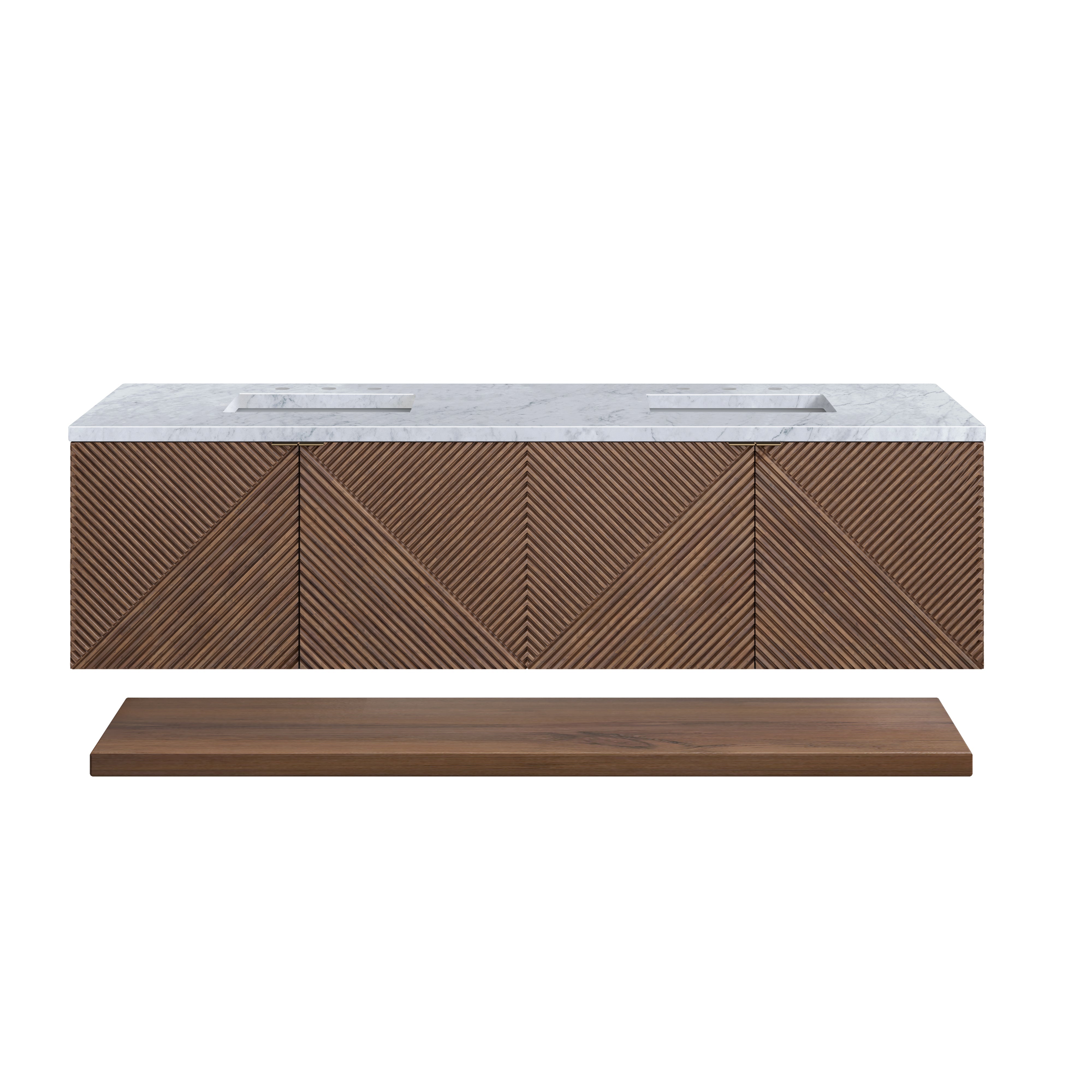 James Martin Vanities Marcello 72" Chestnut Double Vanity With 3 cm Ca ...