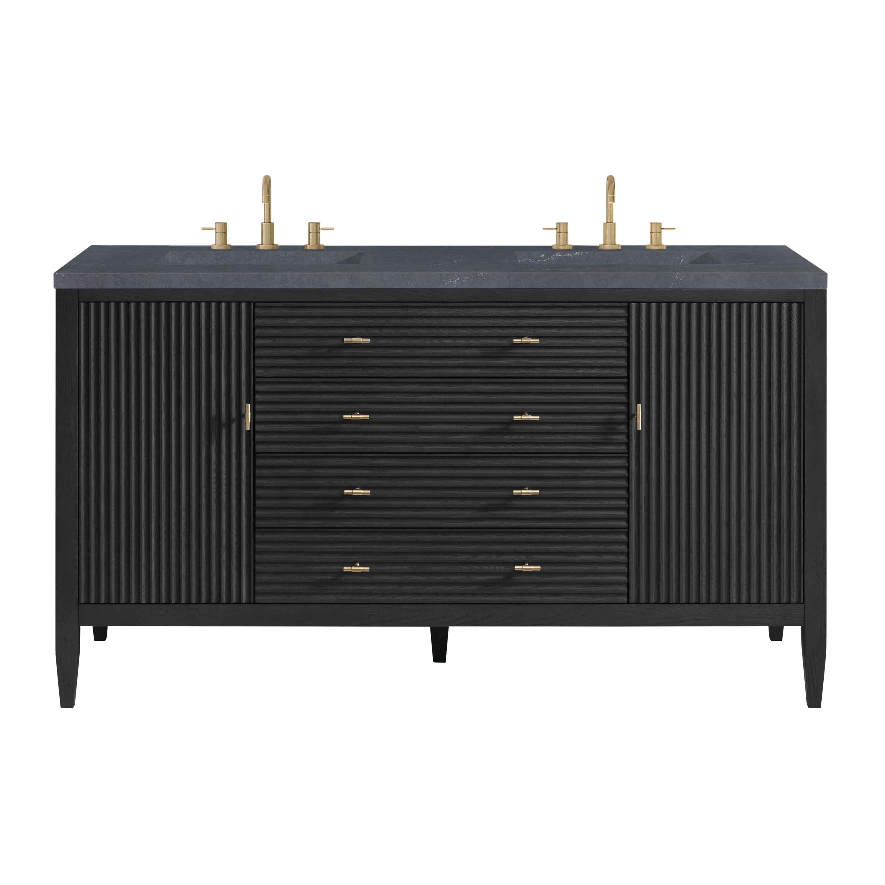James Martin Vanities Myrrin 60" Carbon Oak Double Vanity With 3 cm Ch ...