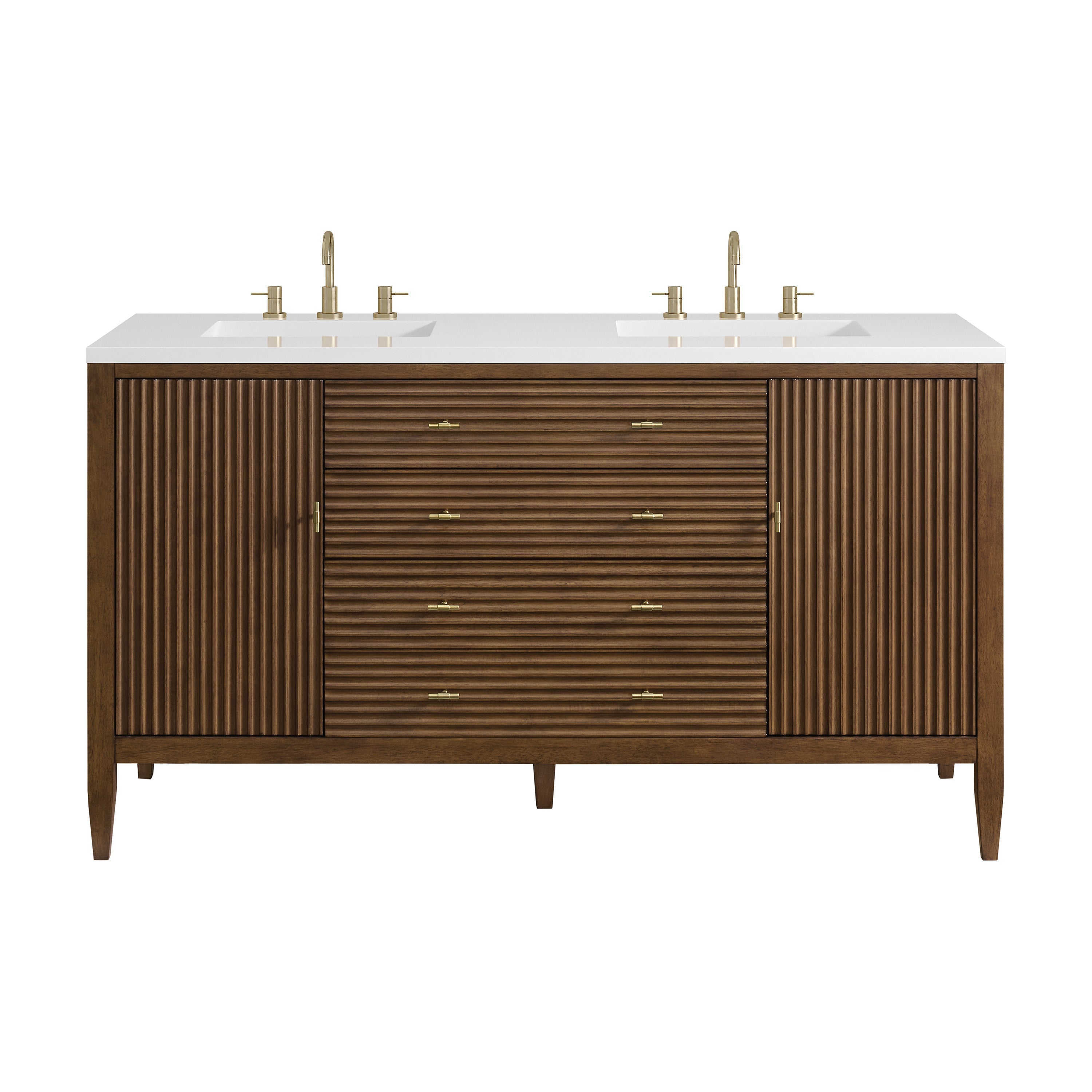 James Martin Vanities Myrrin 60" Mid Century Walnut Double Vanity – US ...