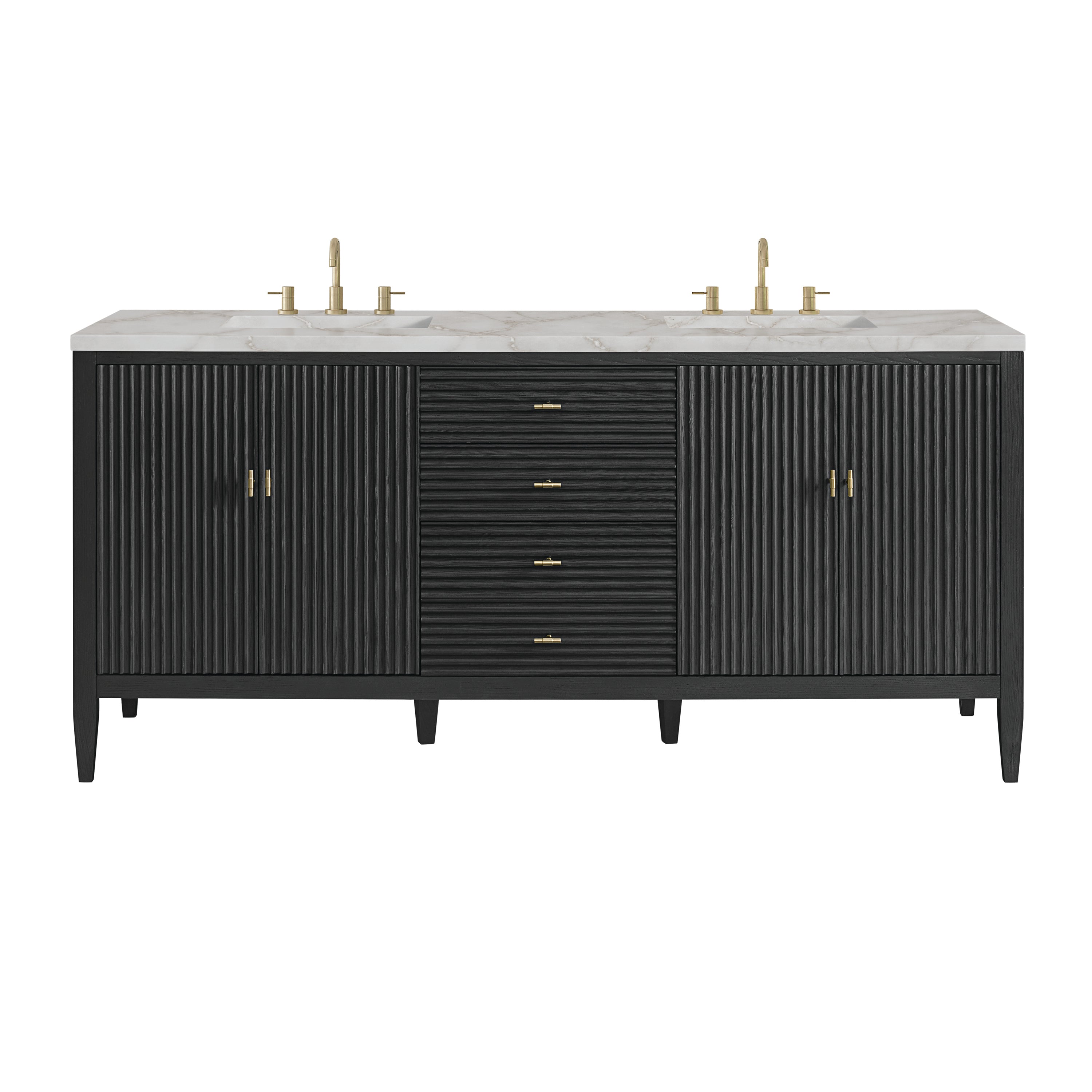 James Martin Vanities Myrrin 72" Carbon Oak Double Vanity With 3 cm Vi ...