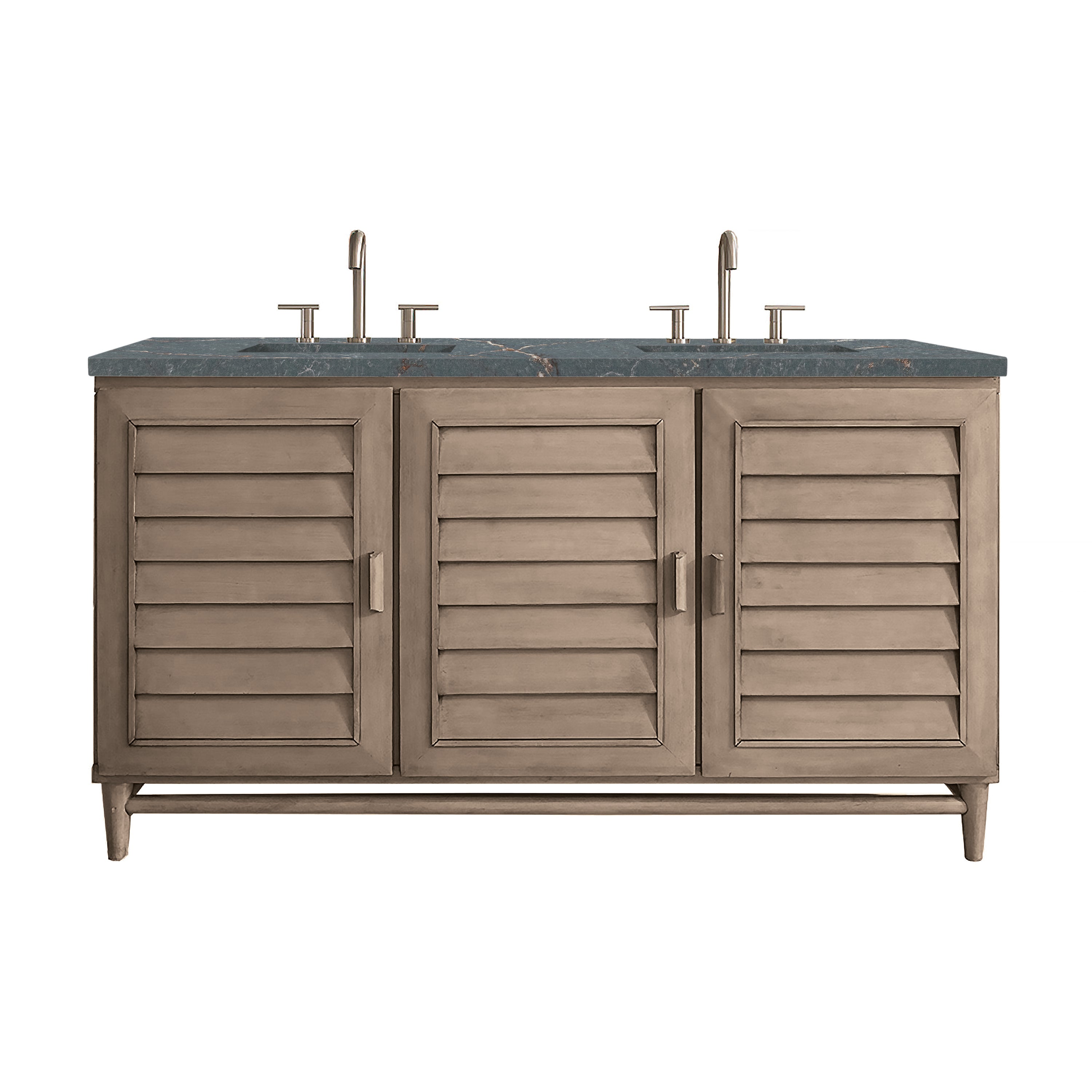 James Martin Vanities Portland 60" Whitewashed Walnut Double Vanity Wi ...
