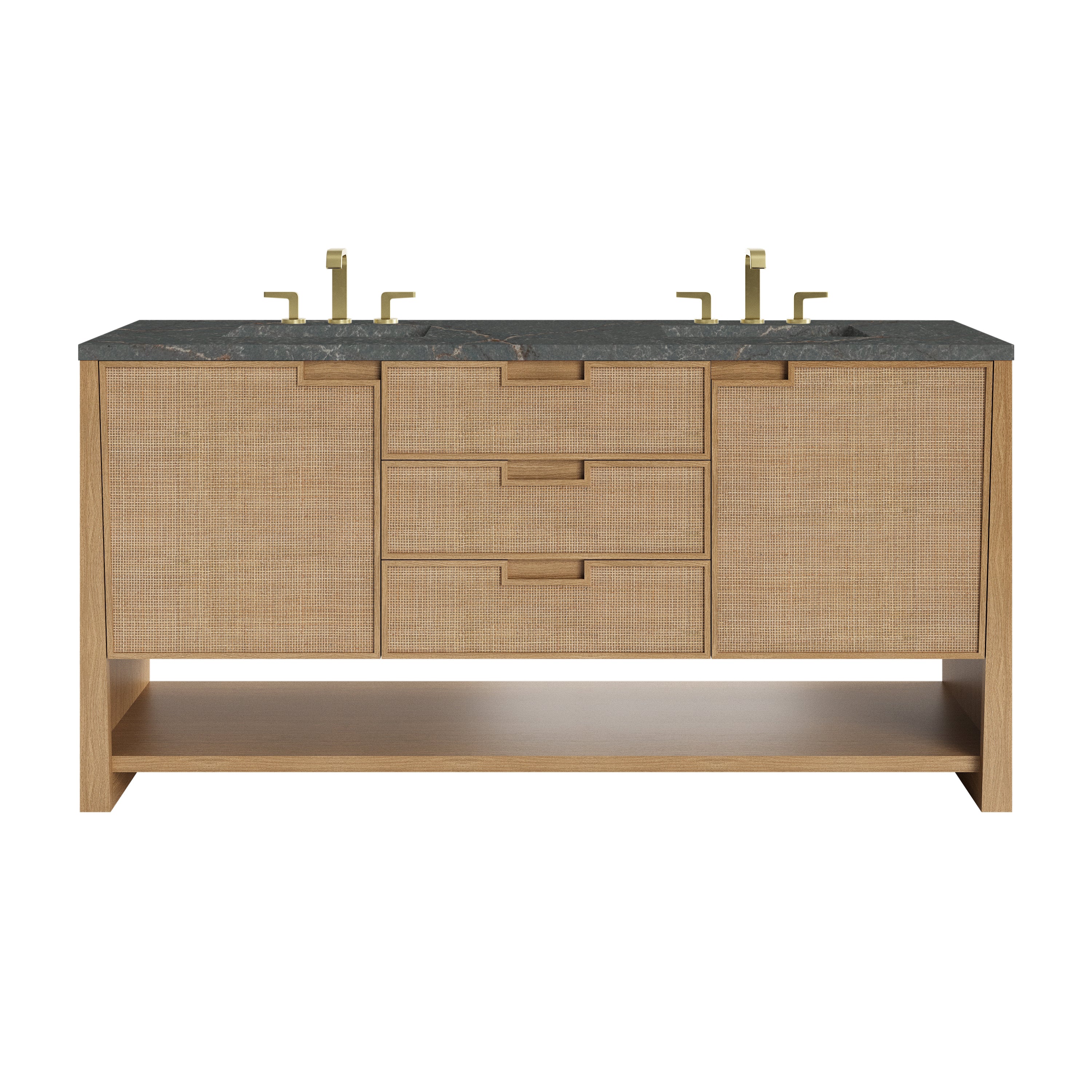 James Martin Vanities Solene 72" Seaside Oak Double Vanity With 3cm Pa ...