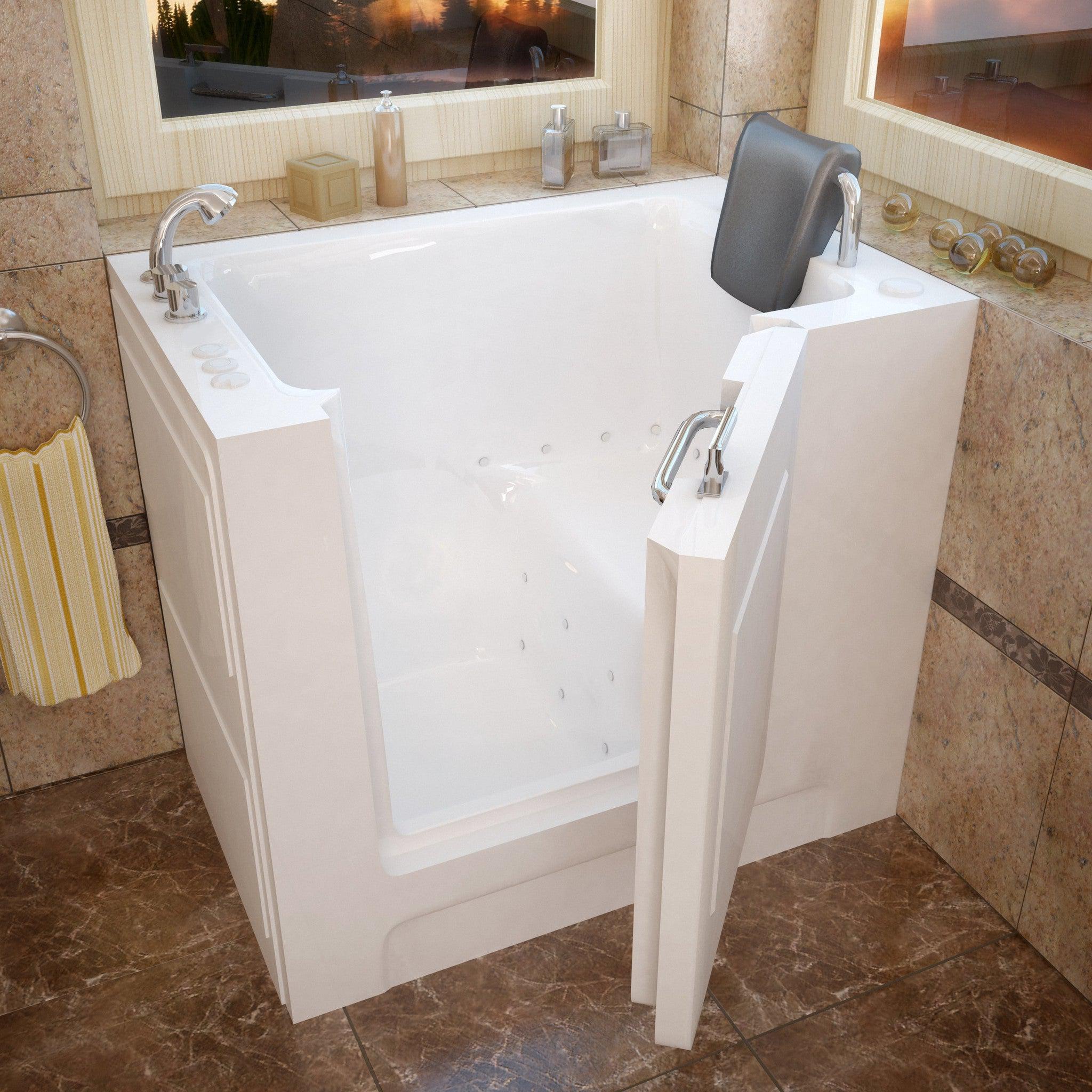 MediTub Walk-In 27" x 39" Left Drain White Air Jetted Walk-In Bathtub ...