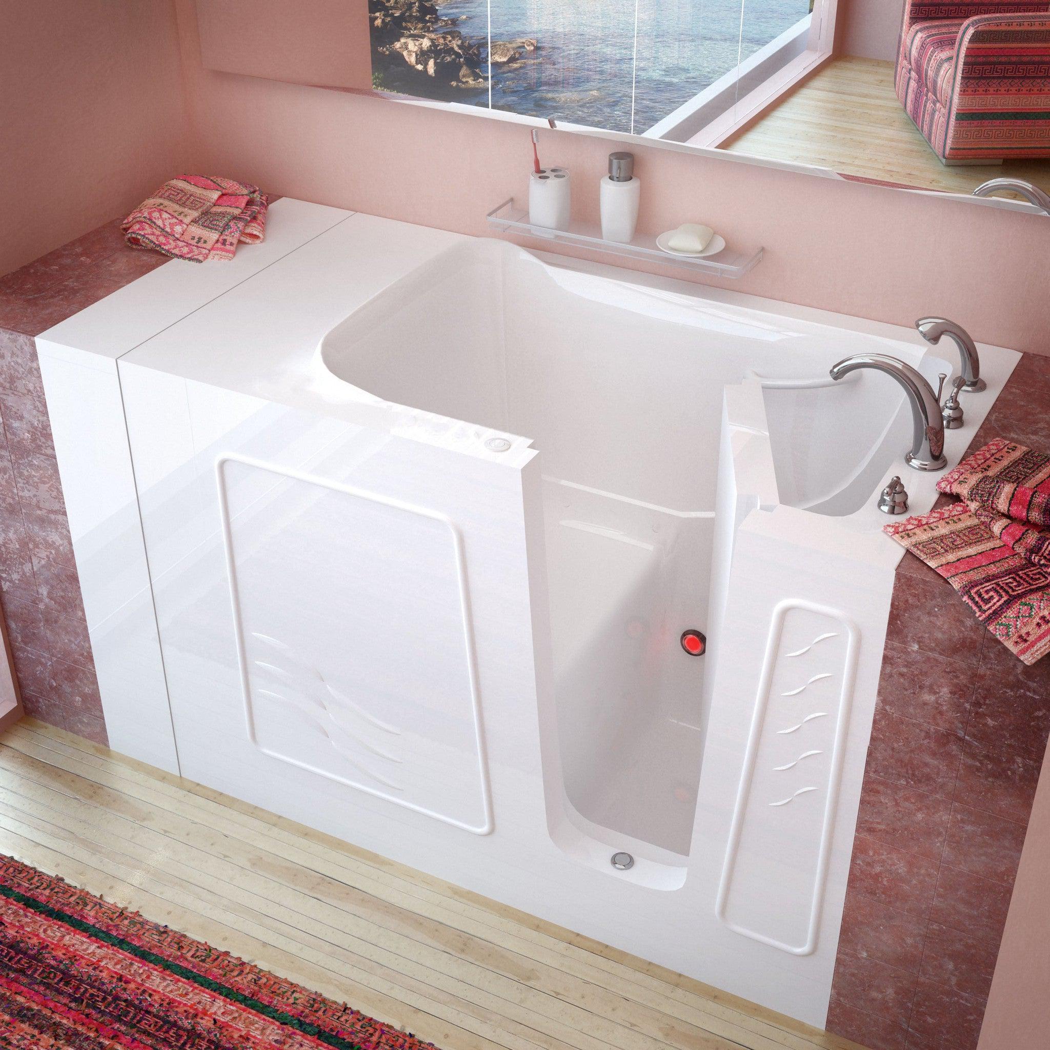 MediTub Walk-In 30" x 53" Right Drain White Soaking Walk-In Bathtub ...