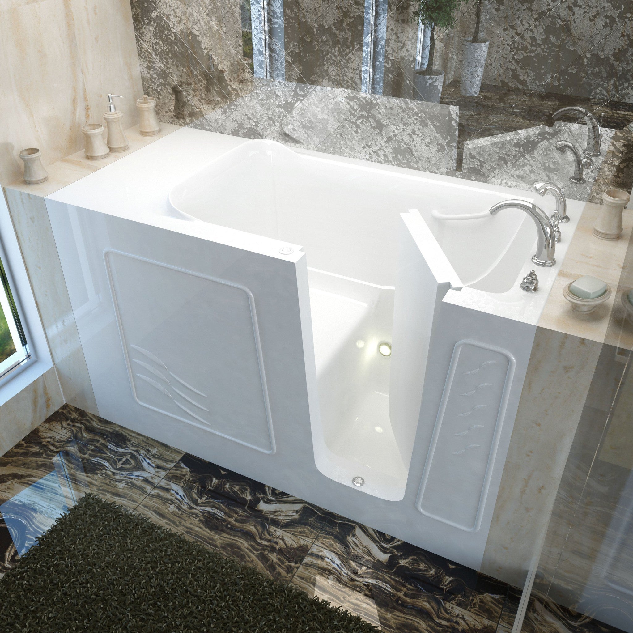MediTub Walk-In 30" x 60" Right Drain White Soaking Walk-In Bathtub ...