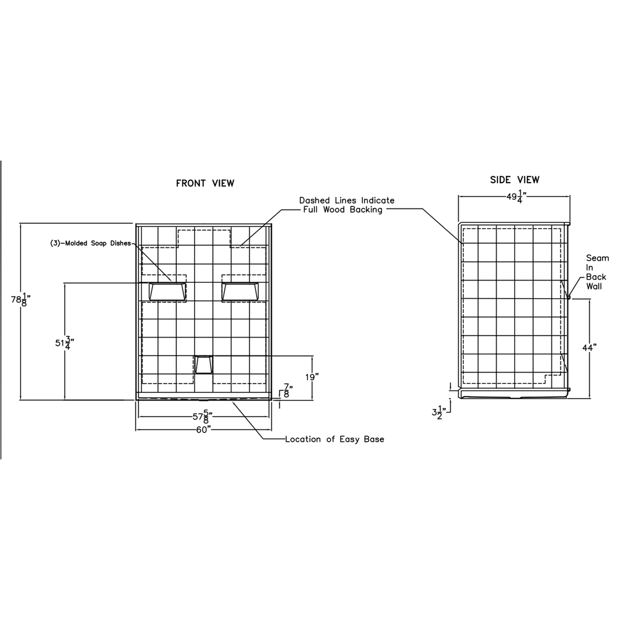 Mobility Bathworks 60“L x 48“W x 78"H″ Shower System 5 Piece Barrier F ...