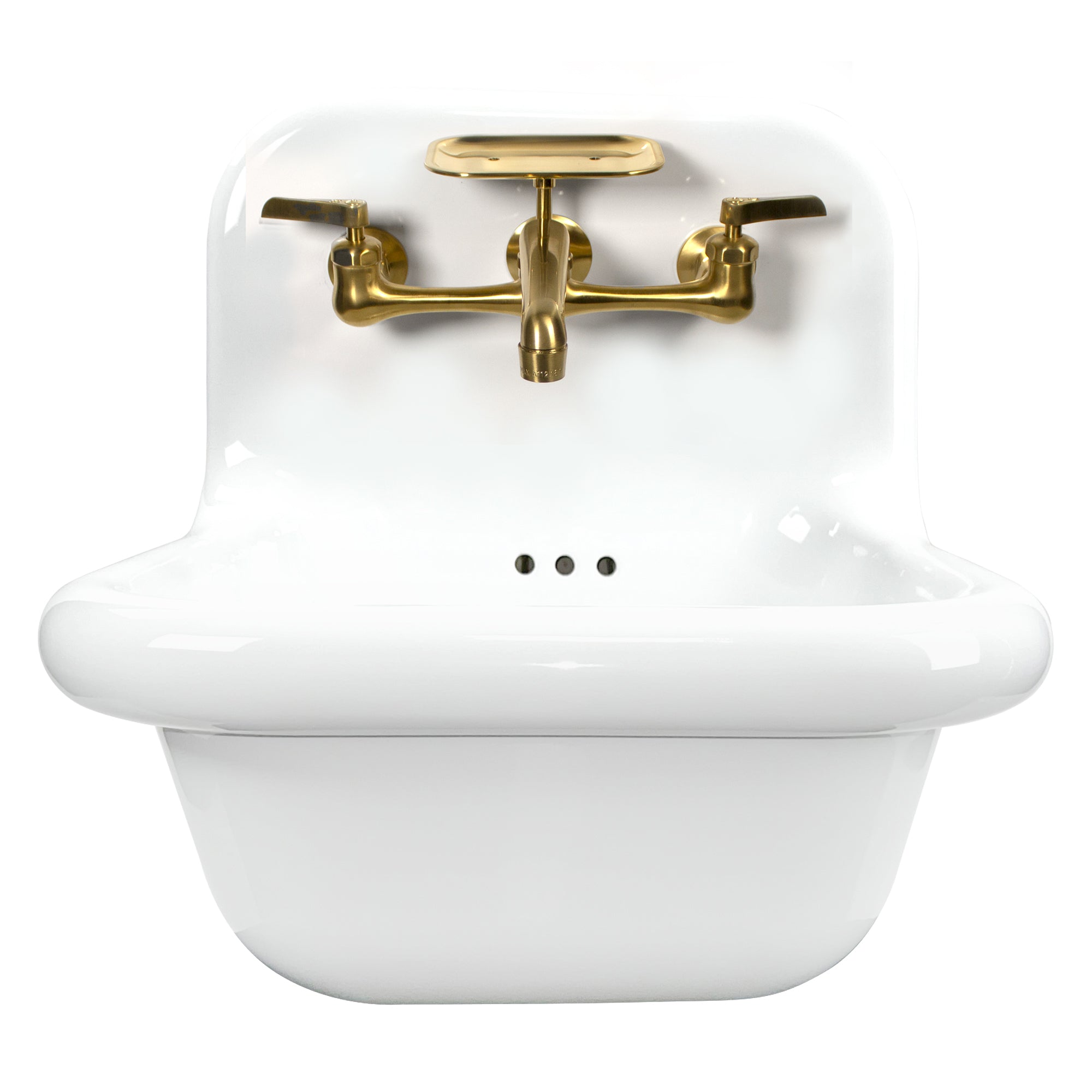 Nantucket Sinks Victorian 17" Fireclay Wallmount Bath Sink With Satin ...
