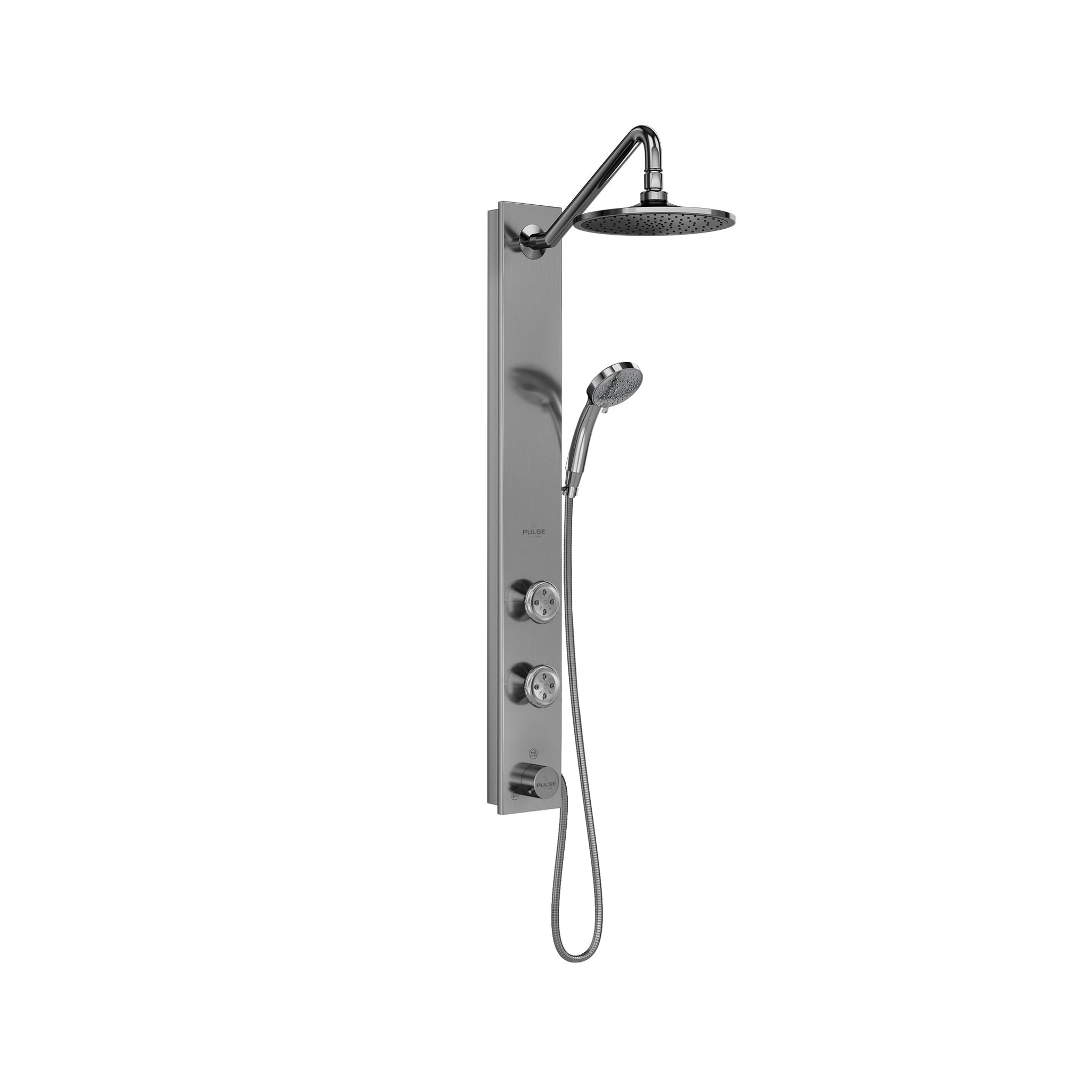 PULSE ShowerSpas Aloha 39" Brushed Stainless Steel Shower With Rain Sh ...