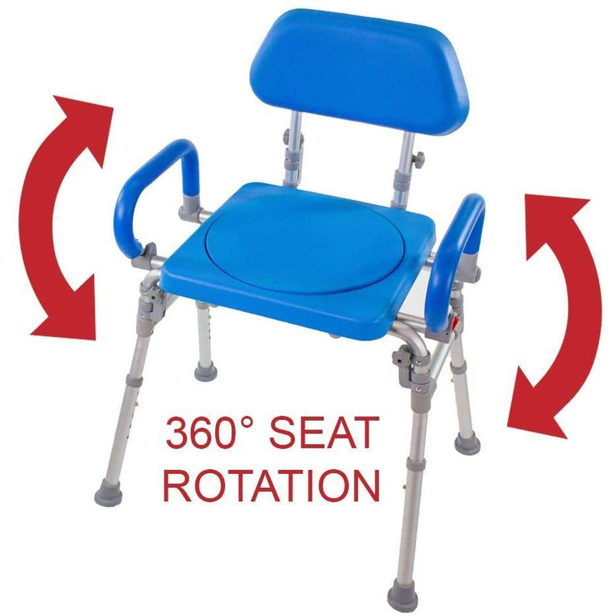 Platinum Health Liberty Blue Foldable Padded Shower Chair with Rotatin ...