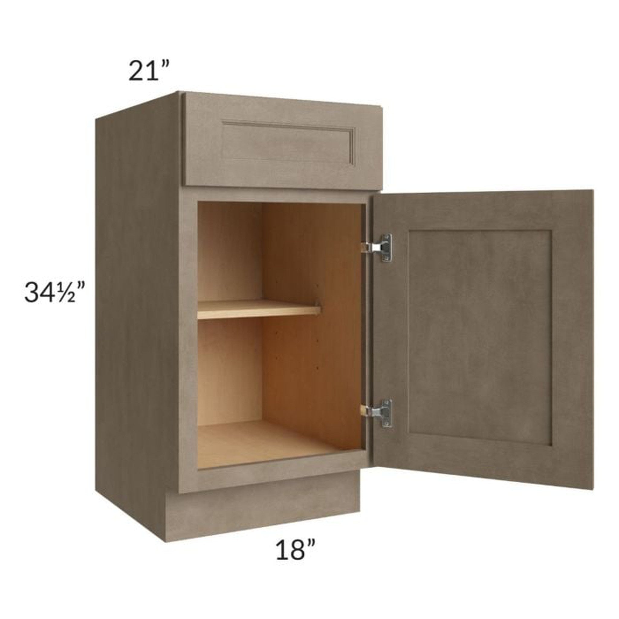 RTA Cobblestone Grey 18" Vanity Base Cabinet with Drawers and 1 Decora ...