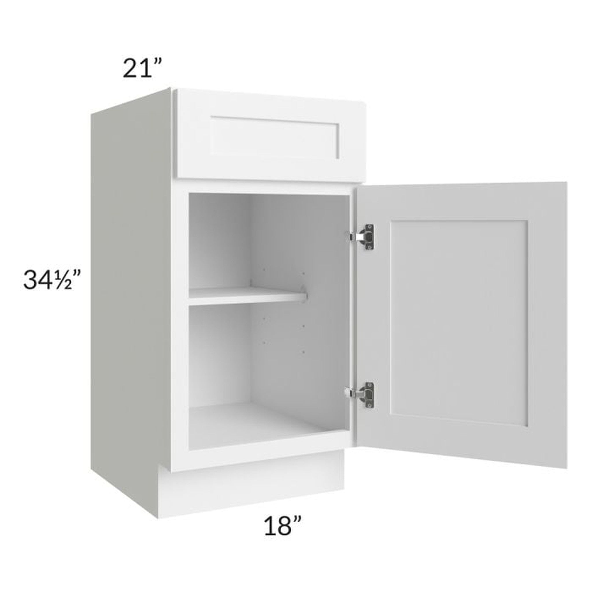 RTA Frosted White Shaker 18" Vanity Base Cabinet with 2 Decorative End ...