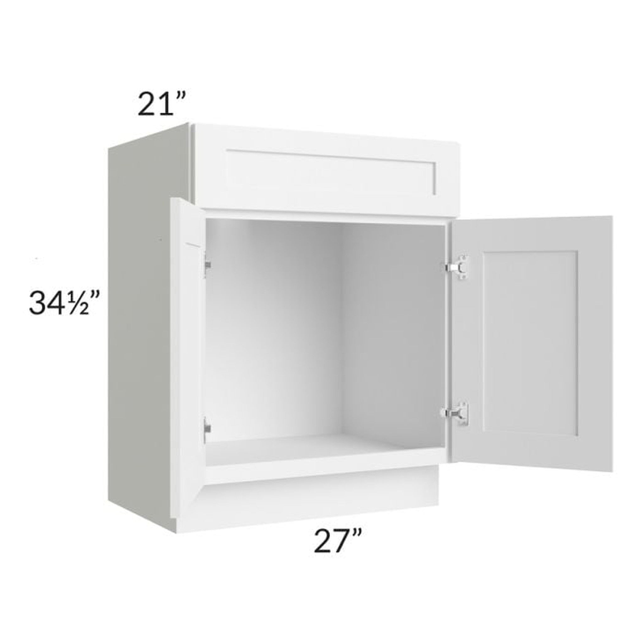 RTA Frosted White Shaker 27" Vanity Sink Base Cabinet with 2 Decorativ ...