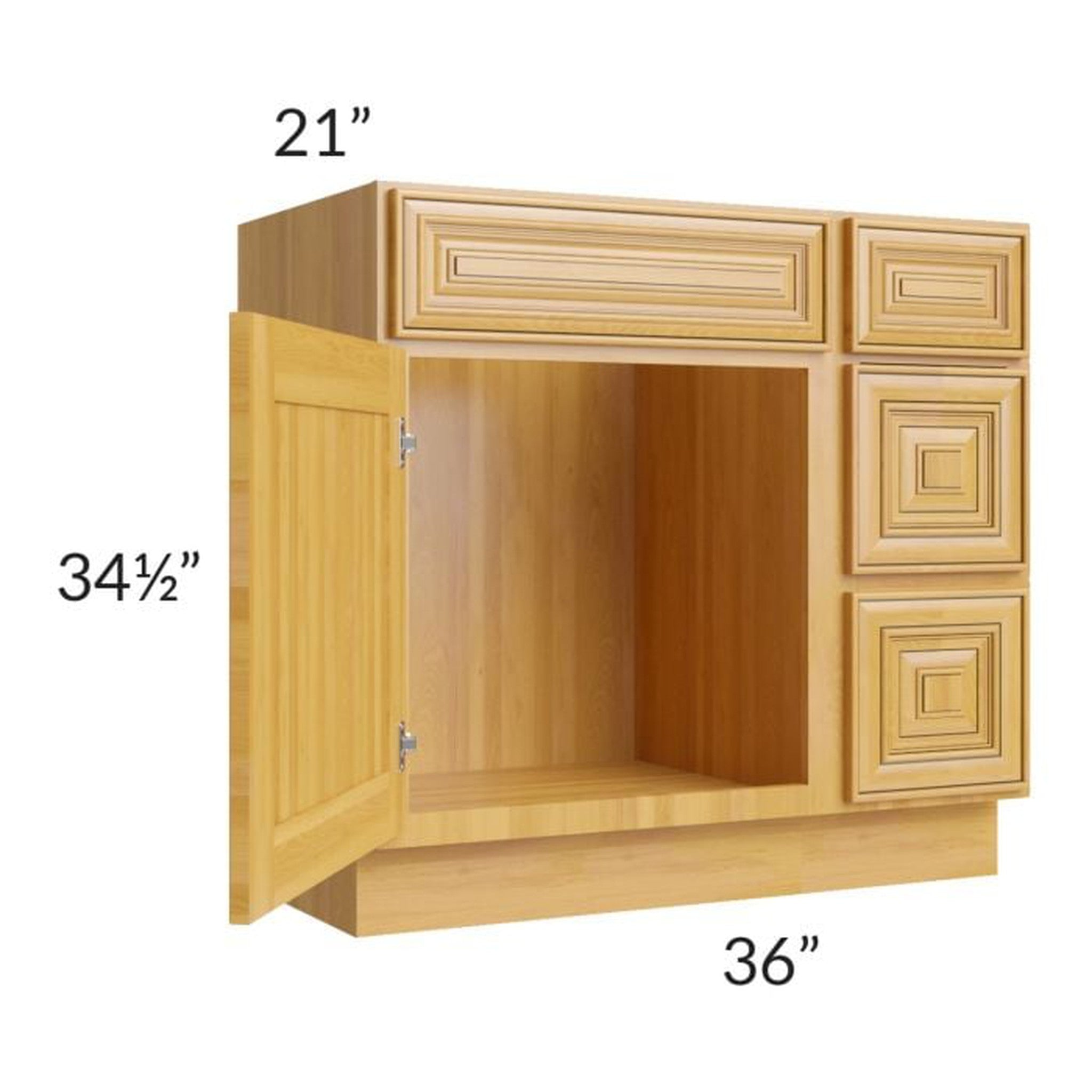 RTA Glazed Praline 36" Vanity Sink Base Cabinet (Drawers on Right) – US ...