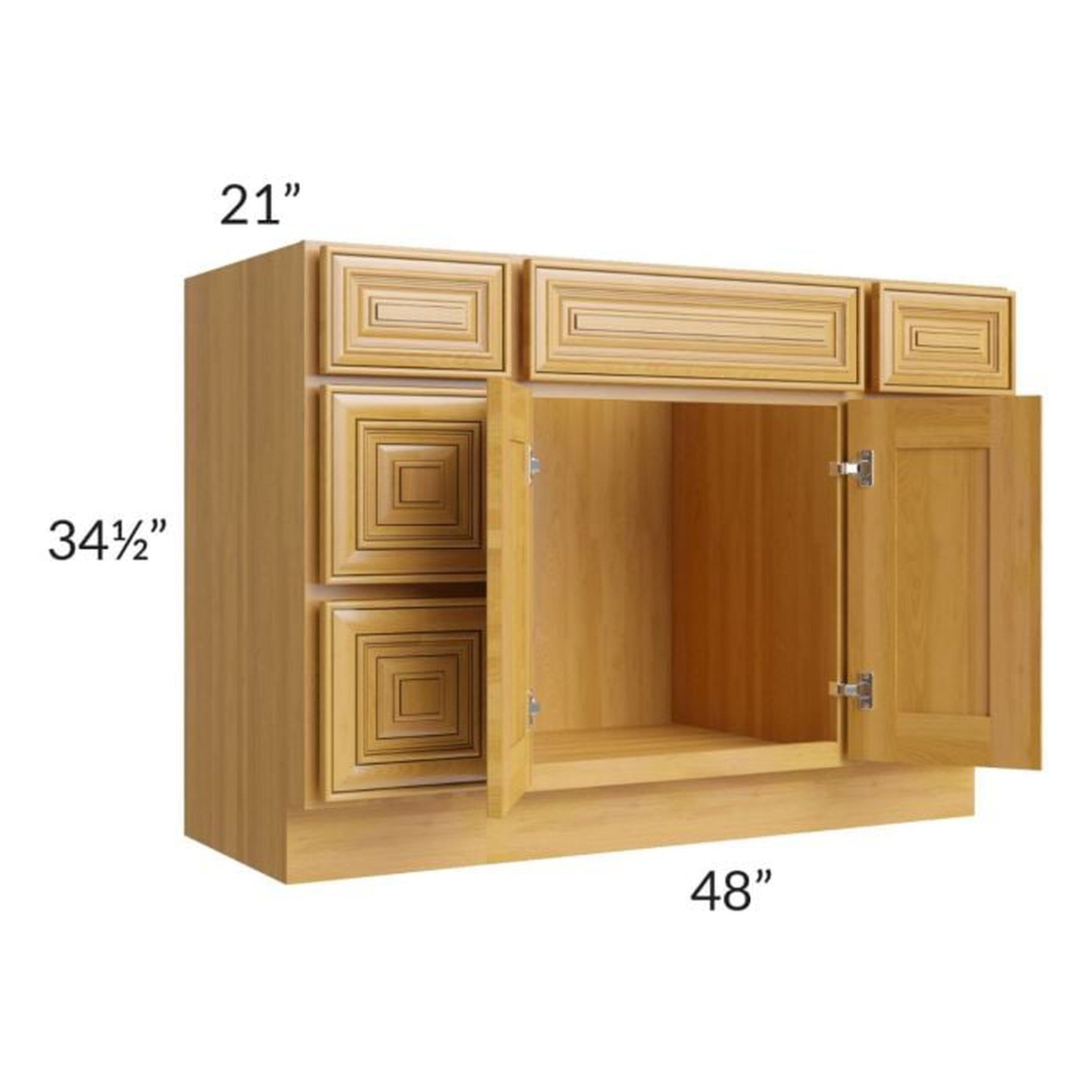 RTA Glazed Praline 48" Vanity Sink Base Cabinet with Drawers – US Bath ...