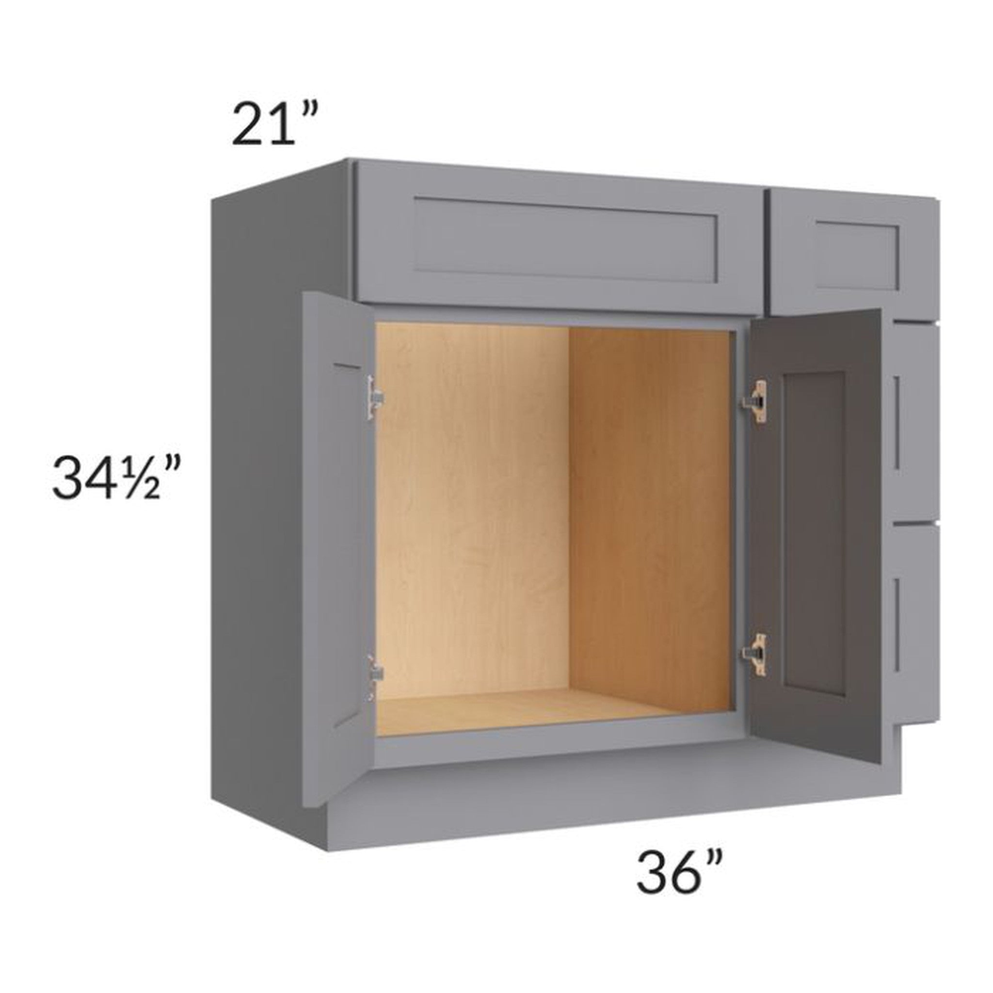 RTA Graphite Grey Shaker 36" Vanity Base Cabinet (Drawers on Right) wi ...