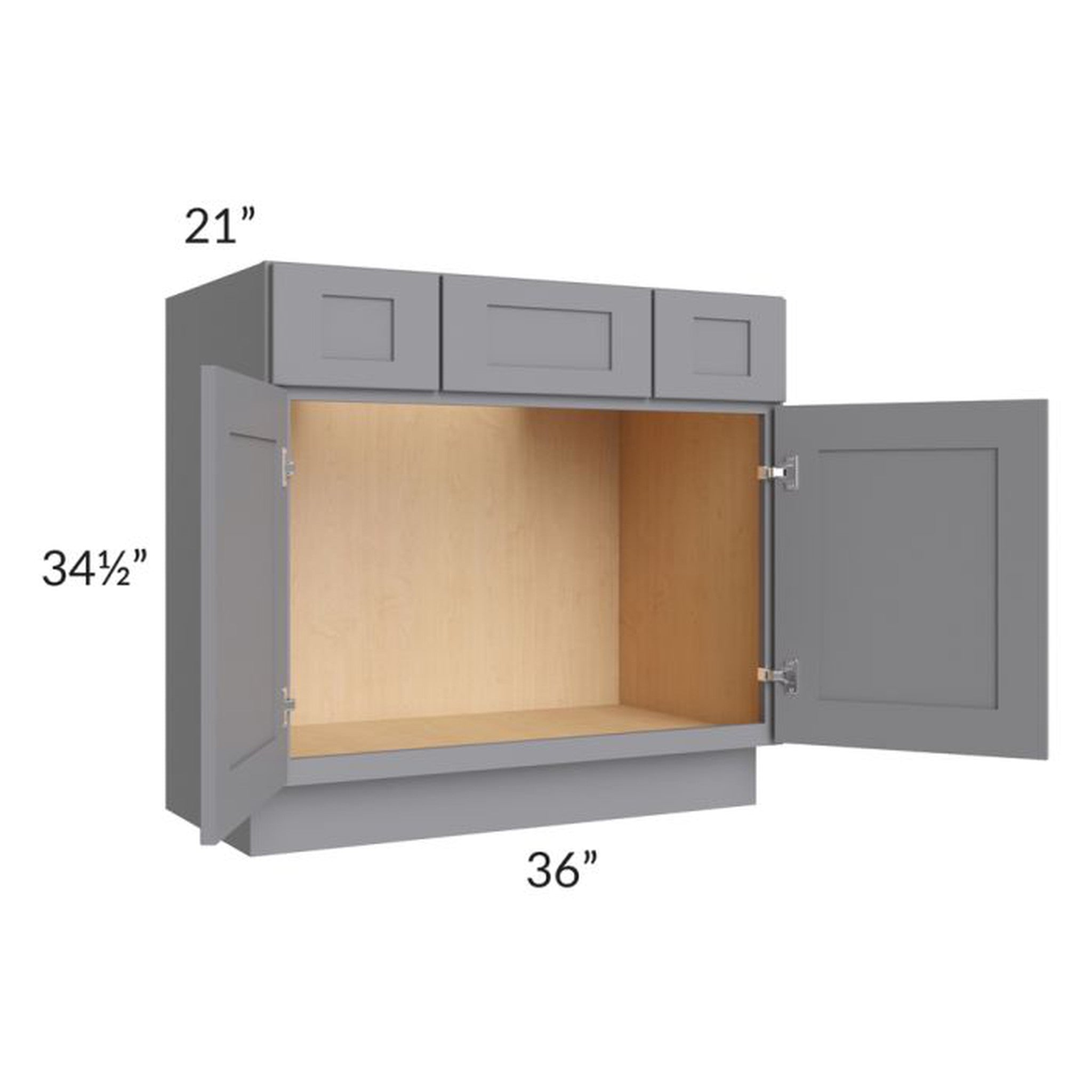 RTA Graphite Grey Shaker 36" Vanity Base Cabinet with 2 Decorative End ...