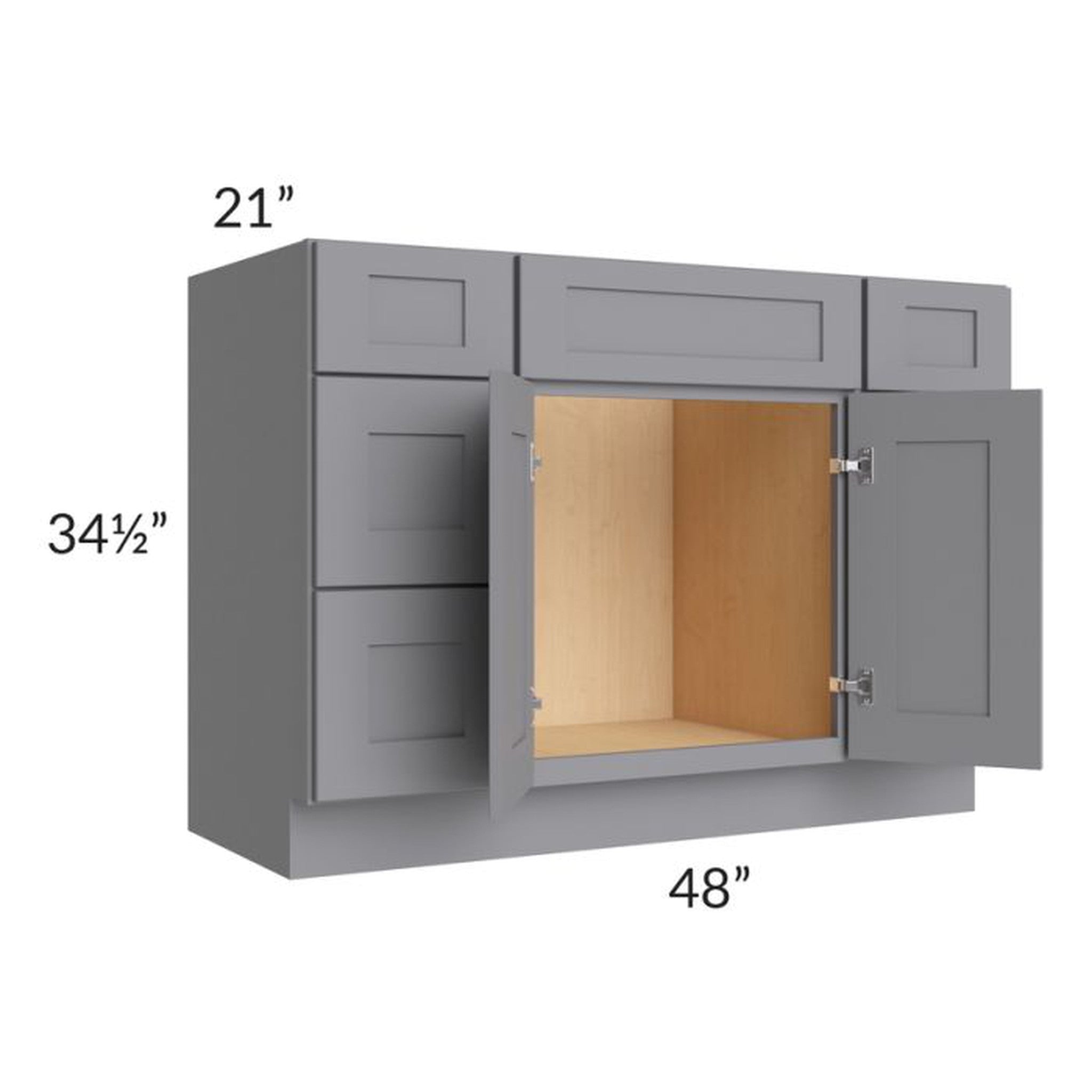 RTA Graphite Grey Shaker 48" SG-VDDB48 Vanity Base Cabinet – US Bath Store