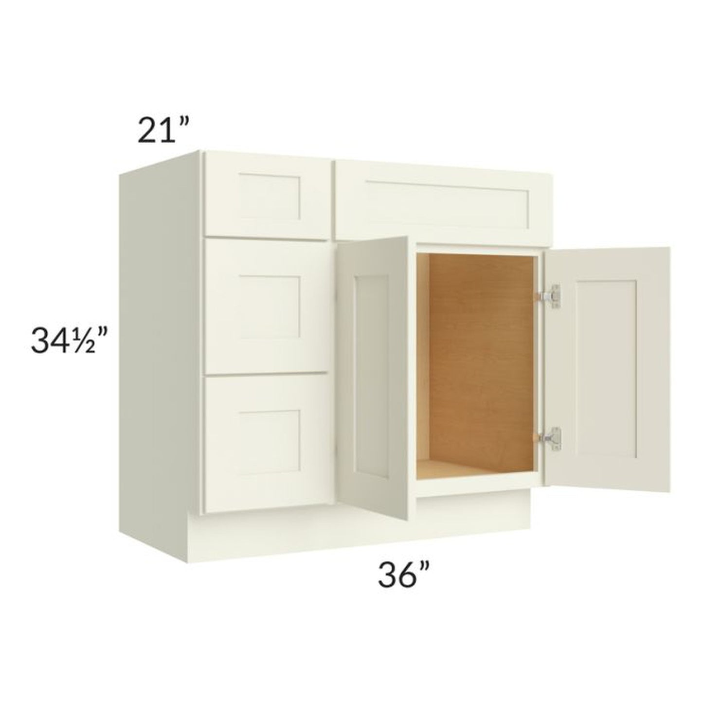 RTA Linen Shaker 36" Vanity Base Cabinet (Drawers on Left) – US Bath Store