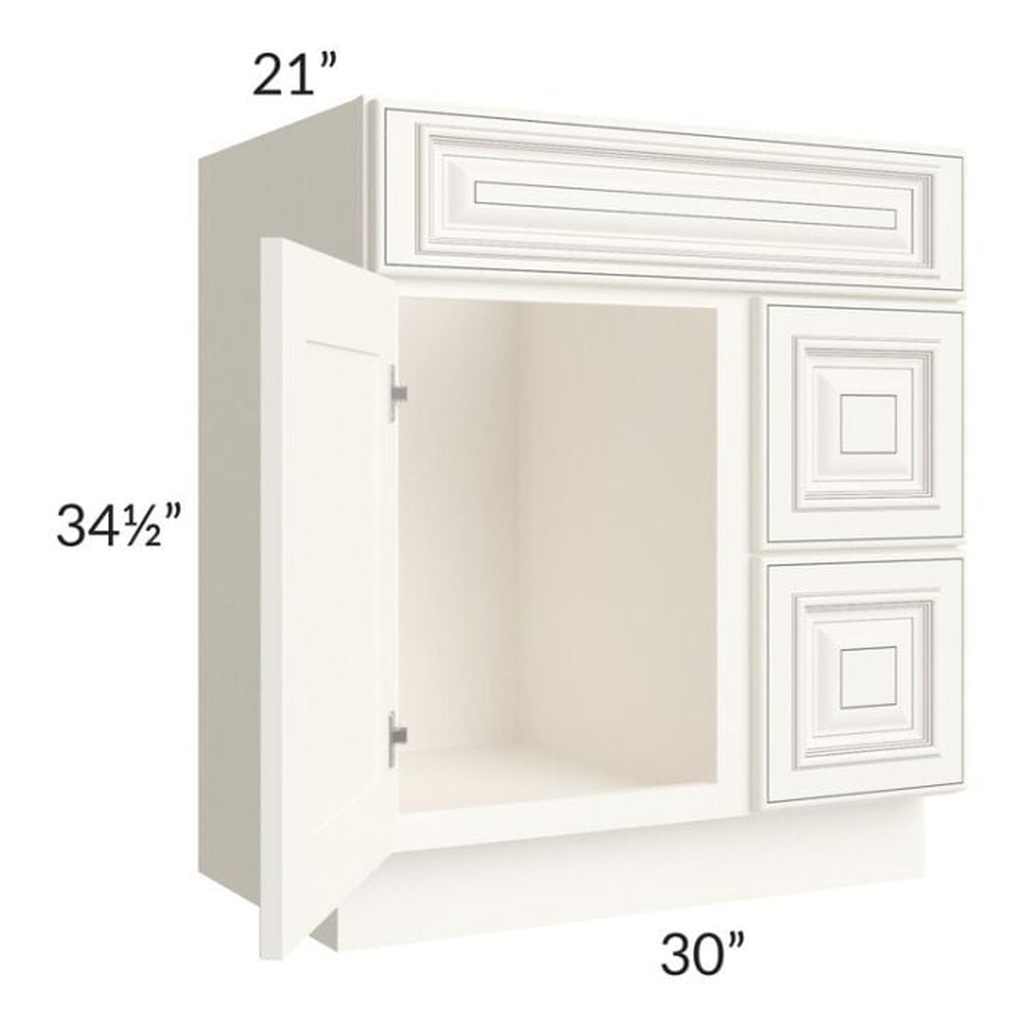 RTA Signature Vanilla Glaze 30" Bathroom Vanity (Drawers on Right) – US ...