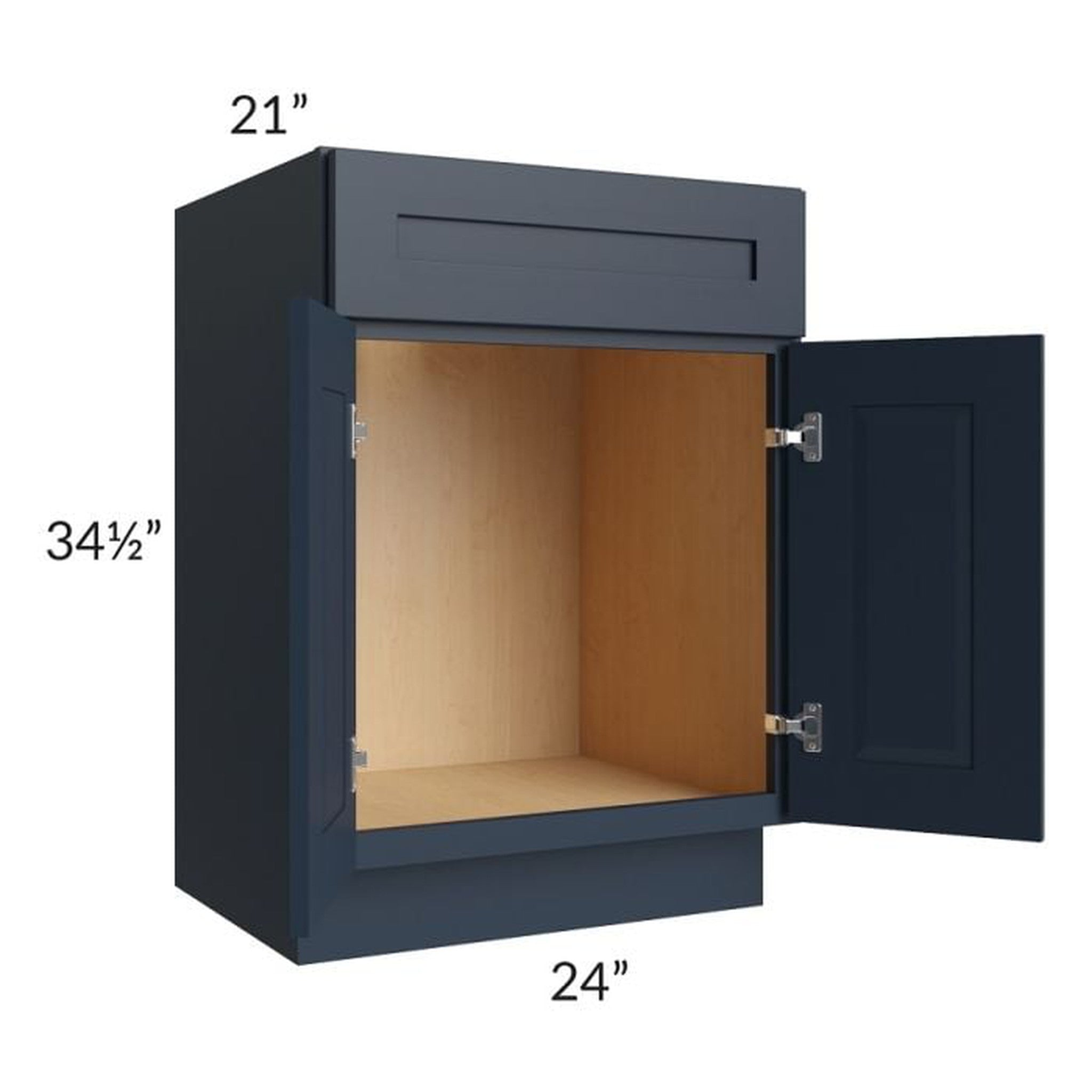 RTA Southport Blue Shaker 24" Vanity Sink Base Cabinet with 2 Decorati ...