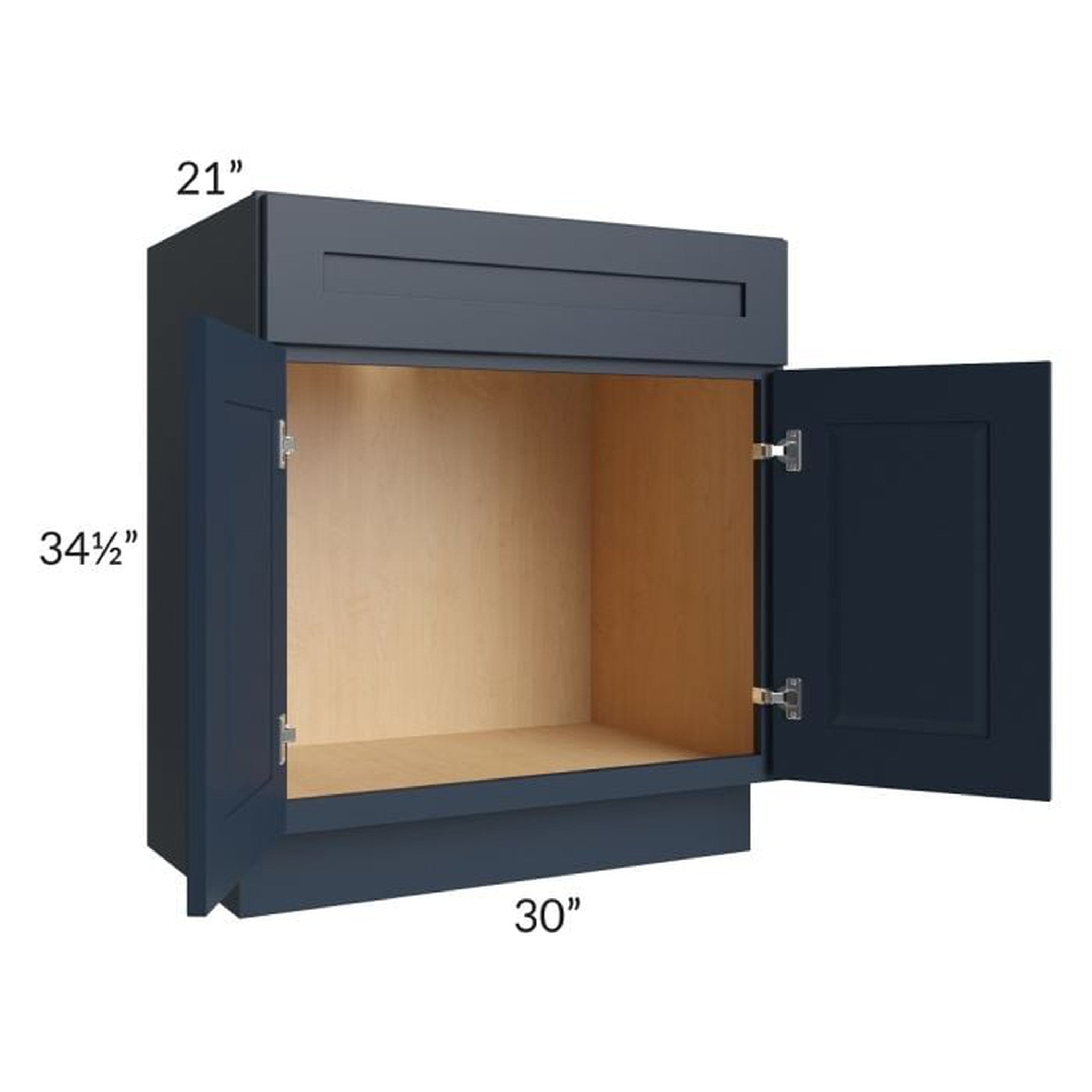 RTA Southport Blue Shaker 30" Vanity Sink Base Cabinet with 2 Decorati ...