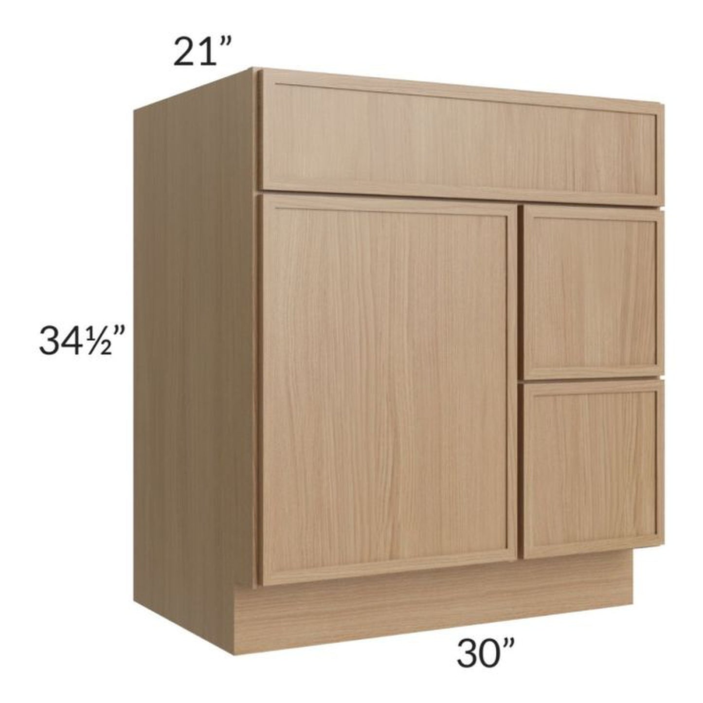 RTA Township Rift Oak 30" Vanity Sink Base Cabinet (Drawers on Right ...