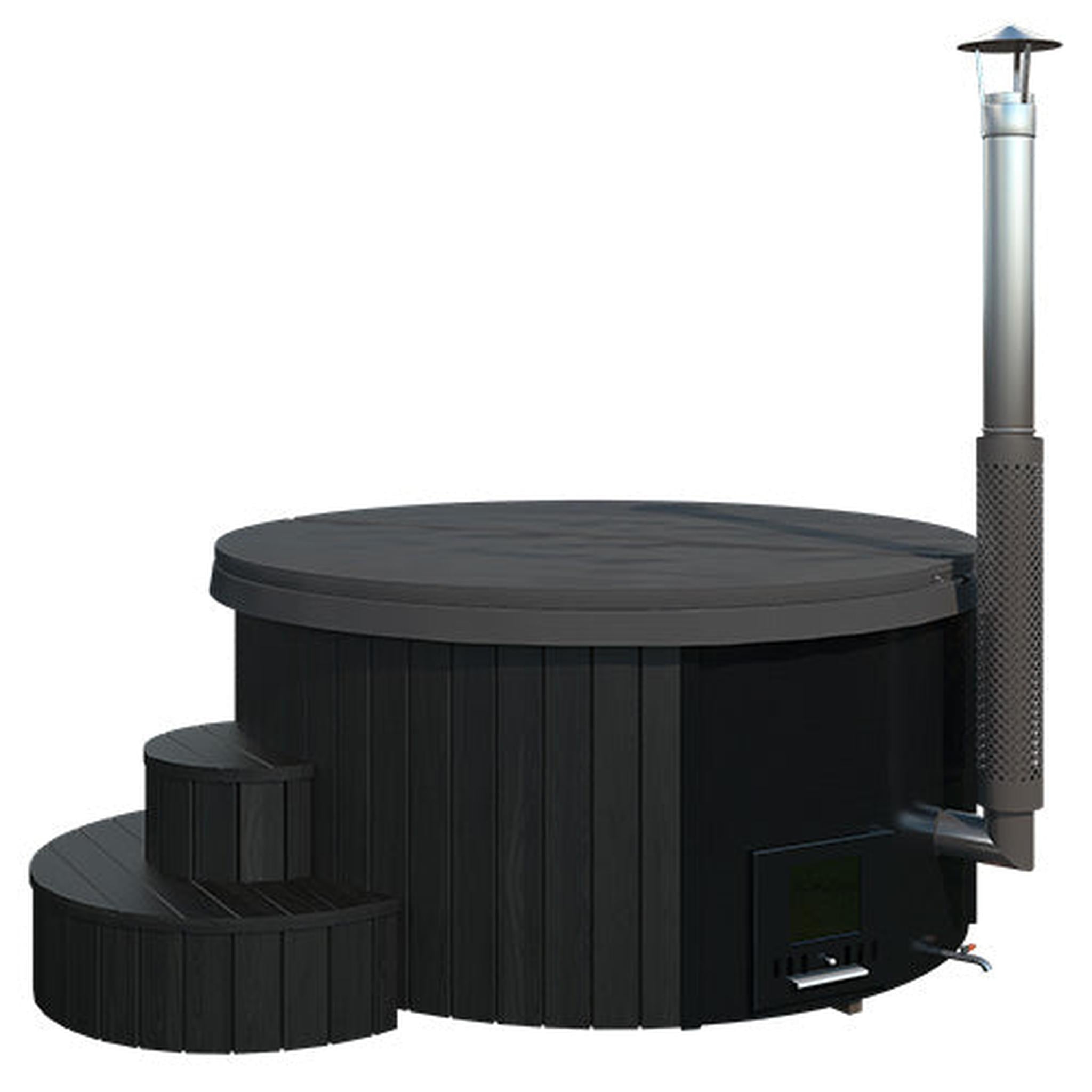 SaunaLife Soak-Series Home Model S4B Wood-Burning Hot Tub Black (Up to ...