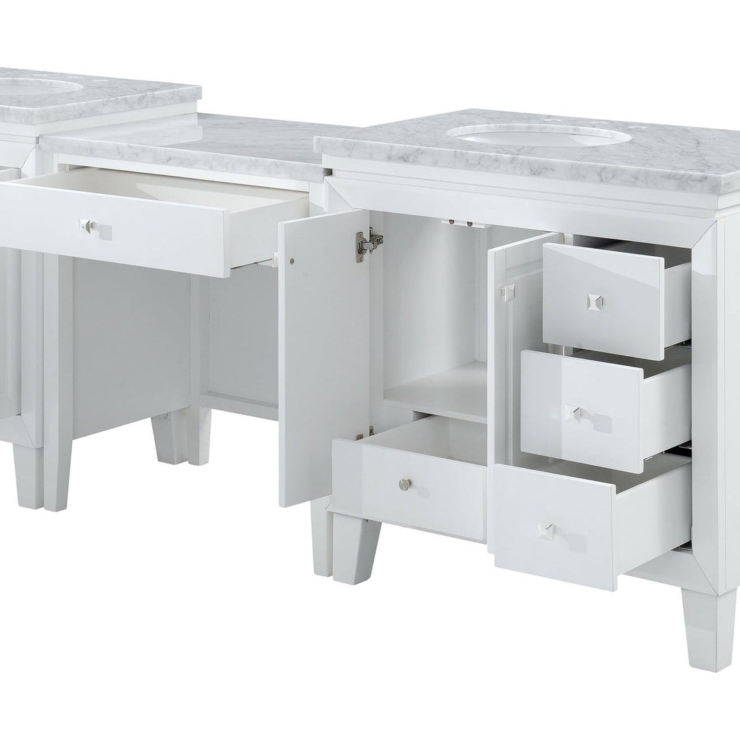Silkroad Exclusive 103" Double Sink White Modular Bathroom Vanity With ...