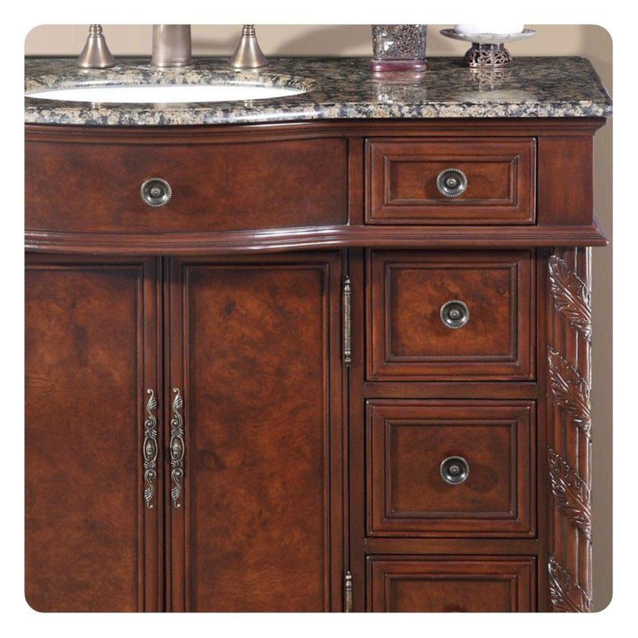 Silkroad Exclusive 36" Left Side Single Sink English Chestnut Bathroom ...