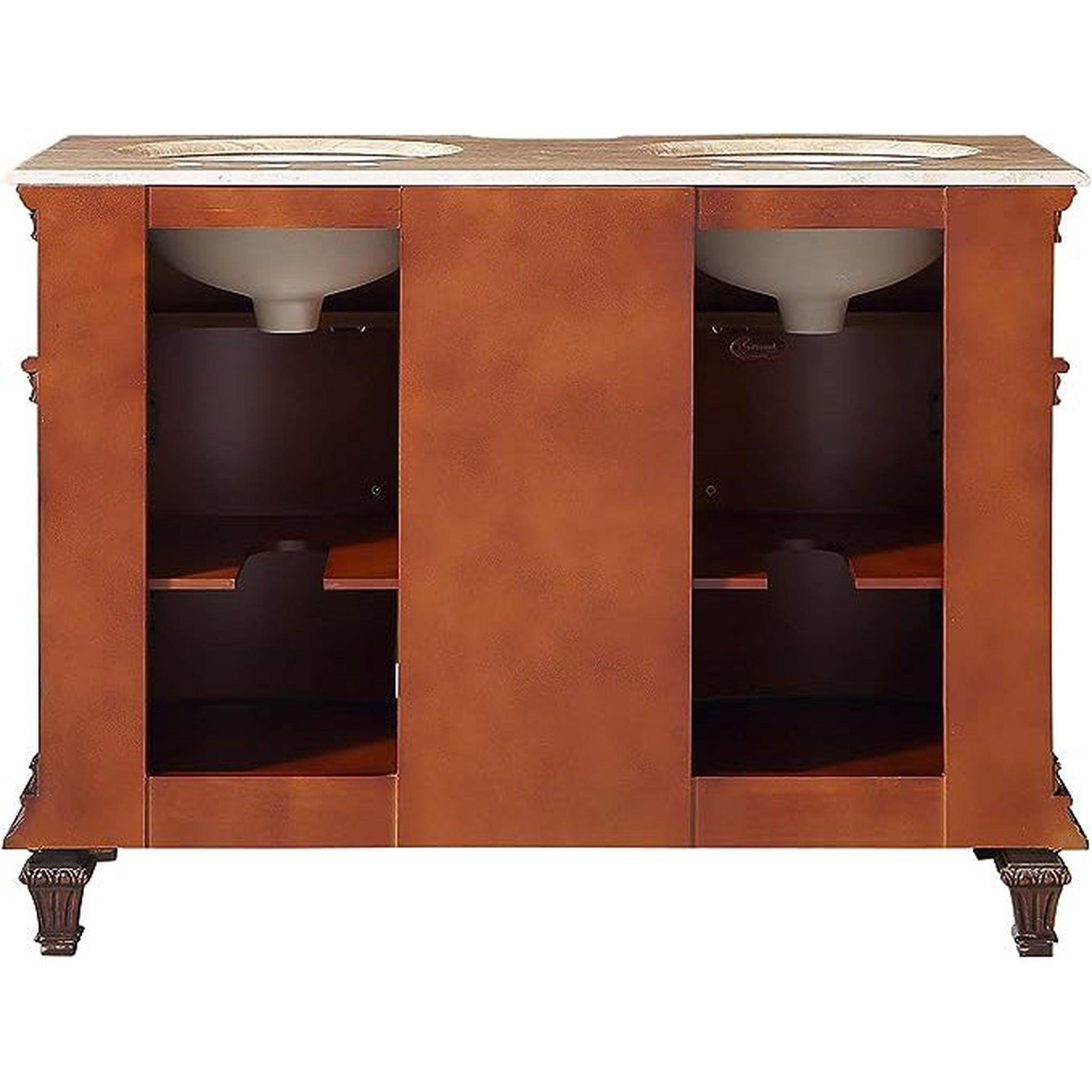 Silkroad Exclusive 48" Double Sink Brazilian Rosewood Bathroom Vanity ...