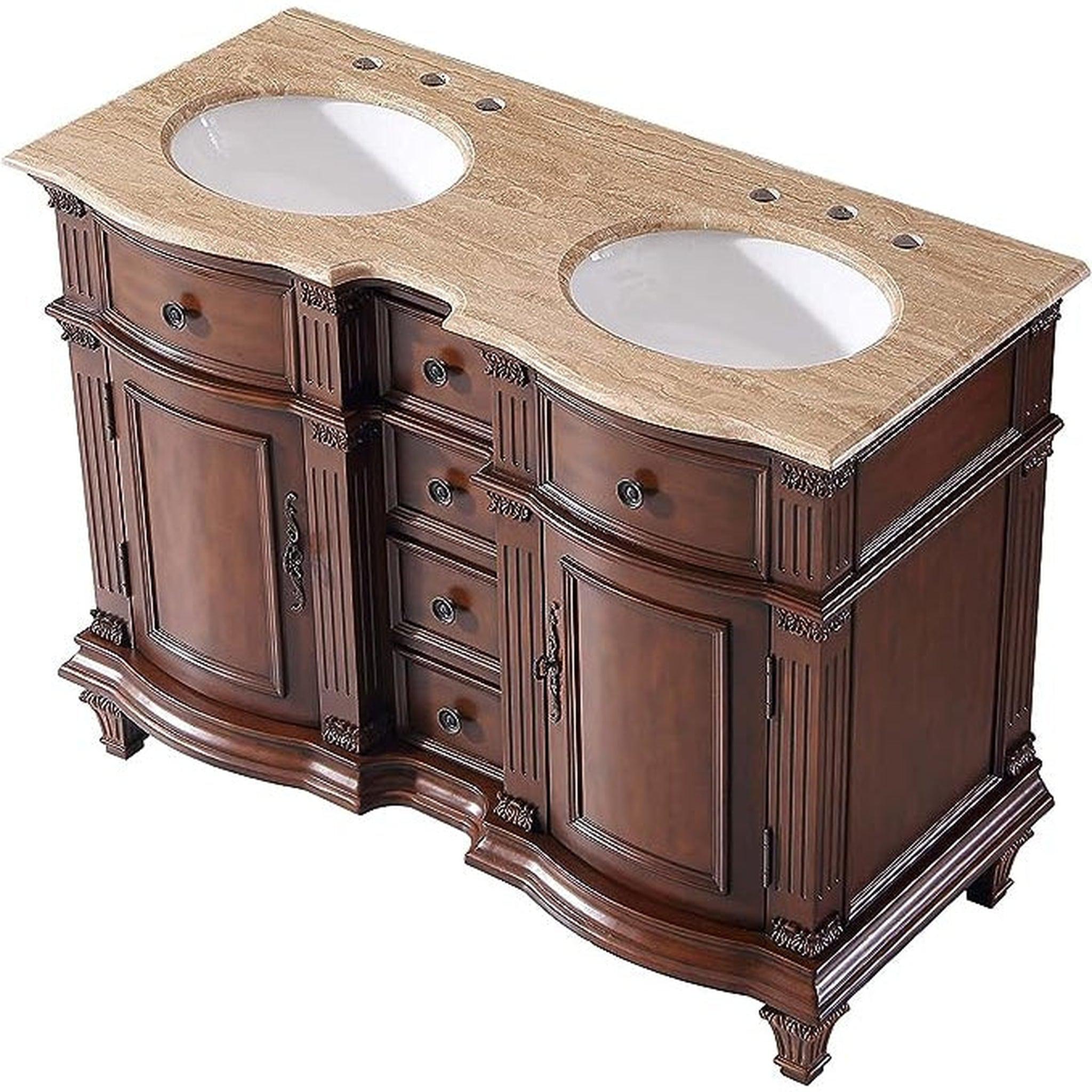 Silkroad Exclusive 48" Double Sink Brazilian Rosewood Bathroom Vanity ...