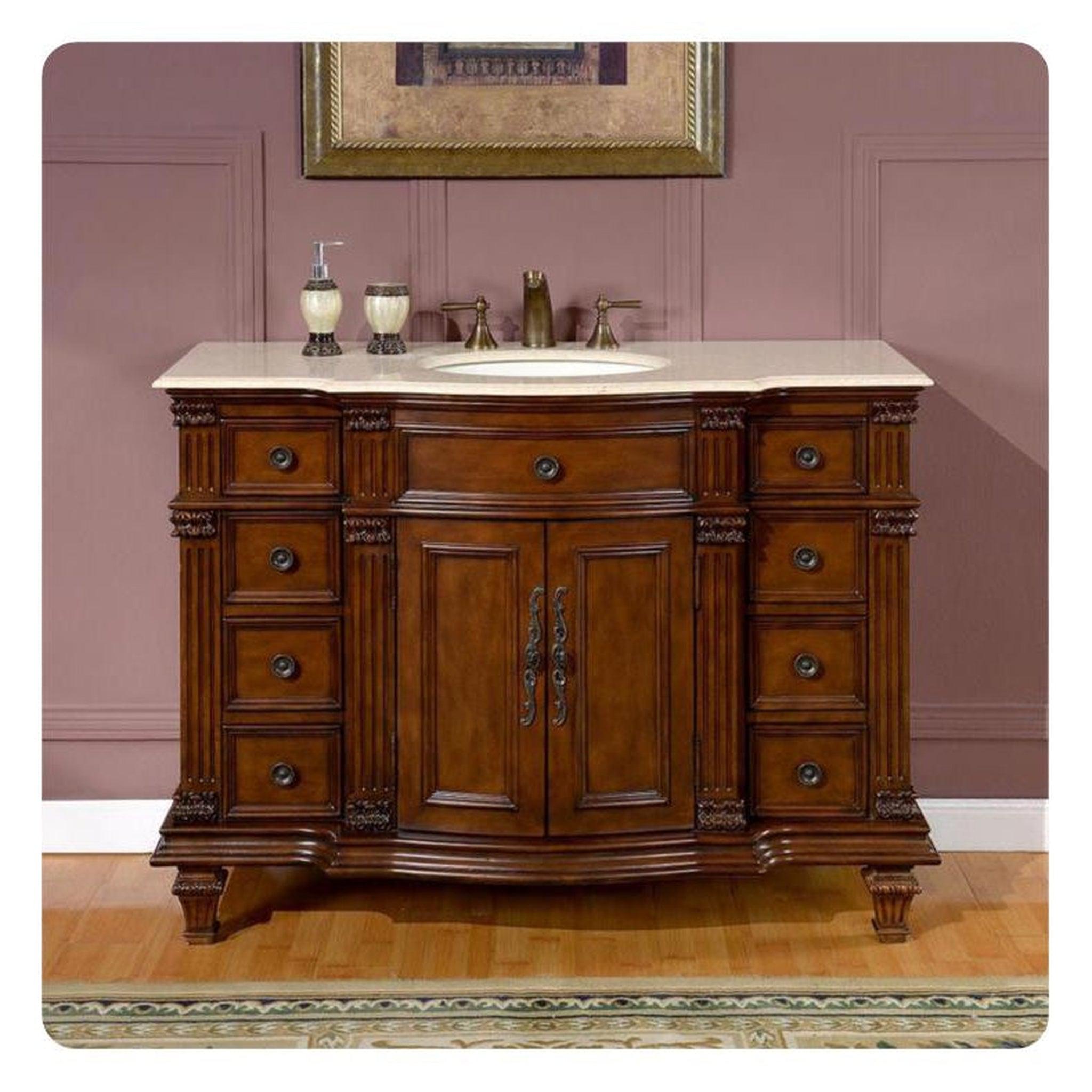 Silkroad Exclusive 48" Single Sink Brazilian Rosewood Bathroom Vanity ...