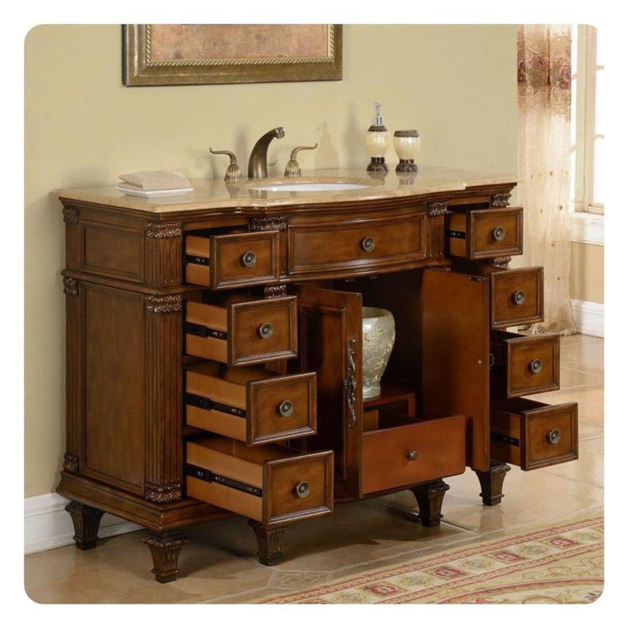 Silkroad Exclusive 48" Single Sink Brazilian Rosewood Bathroom Vanity ...