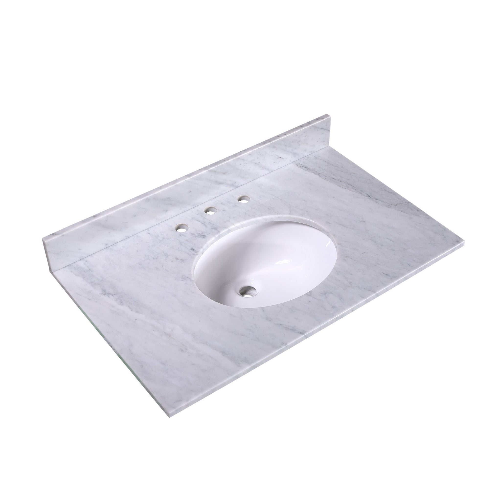 Silkroad Exclusive 48" x 22" White Carrara Marble Vanity Top With Whit ...