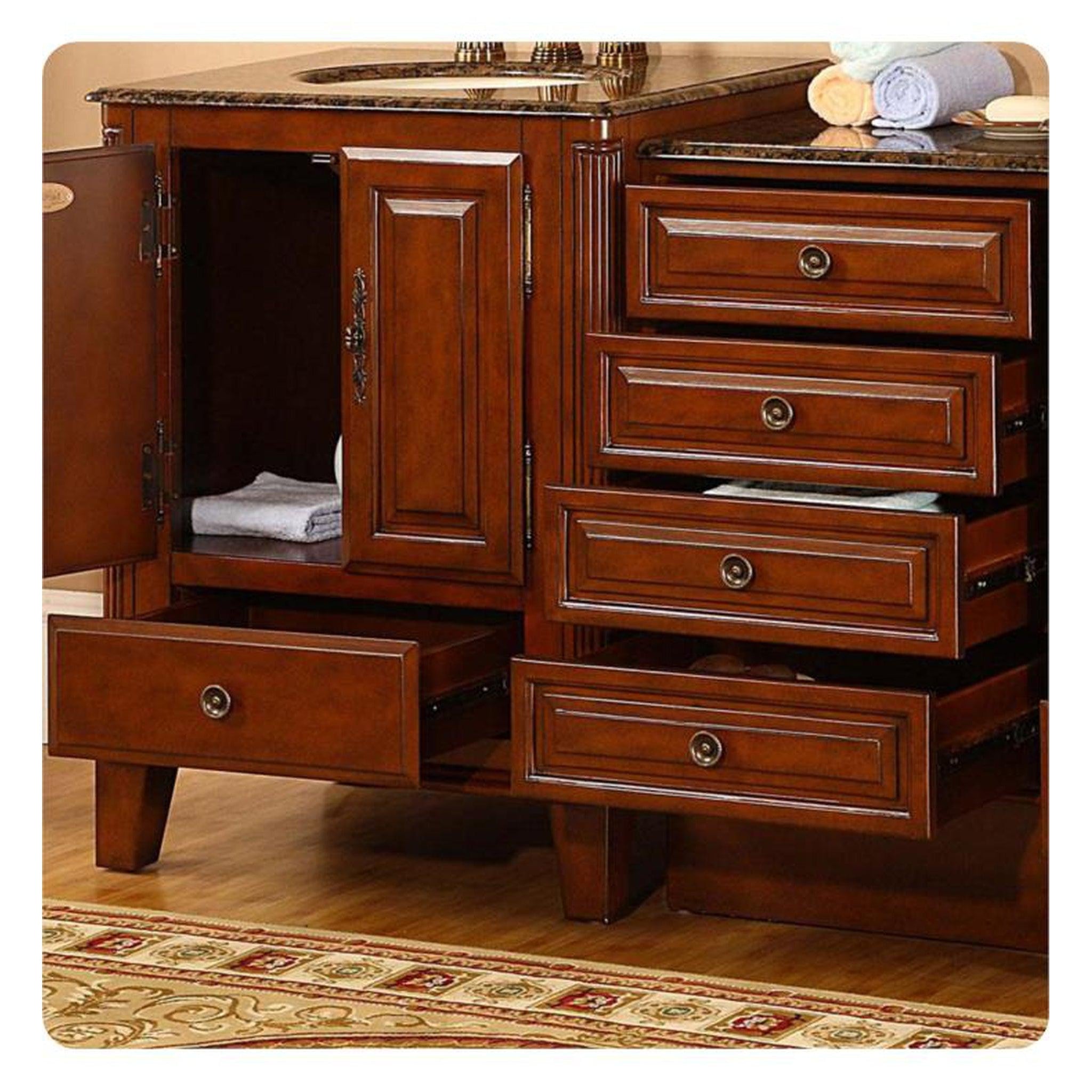 Silkroad Exclusive 49" Single Sink Special Walnut Modular Bathroom Van ...