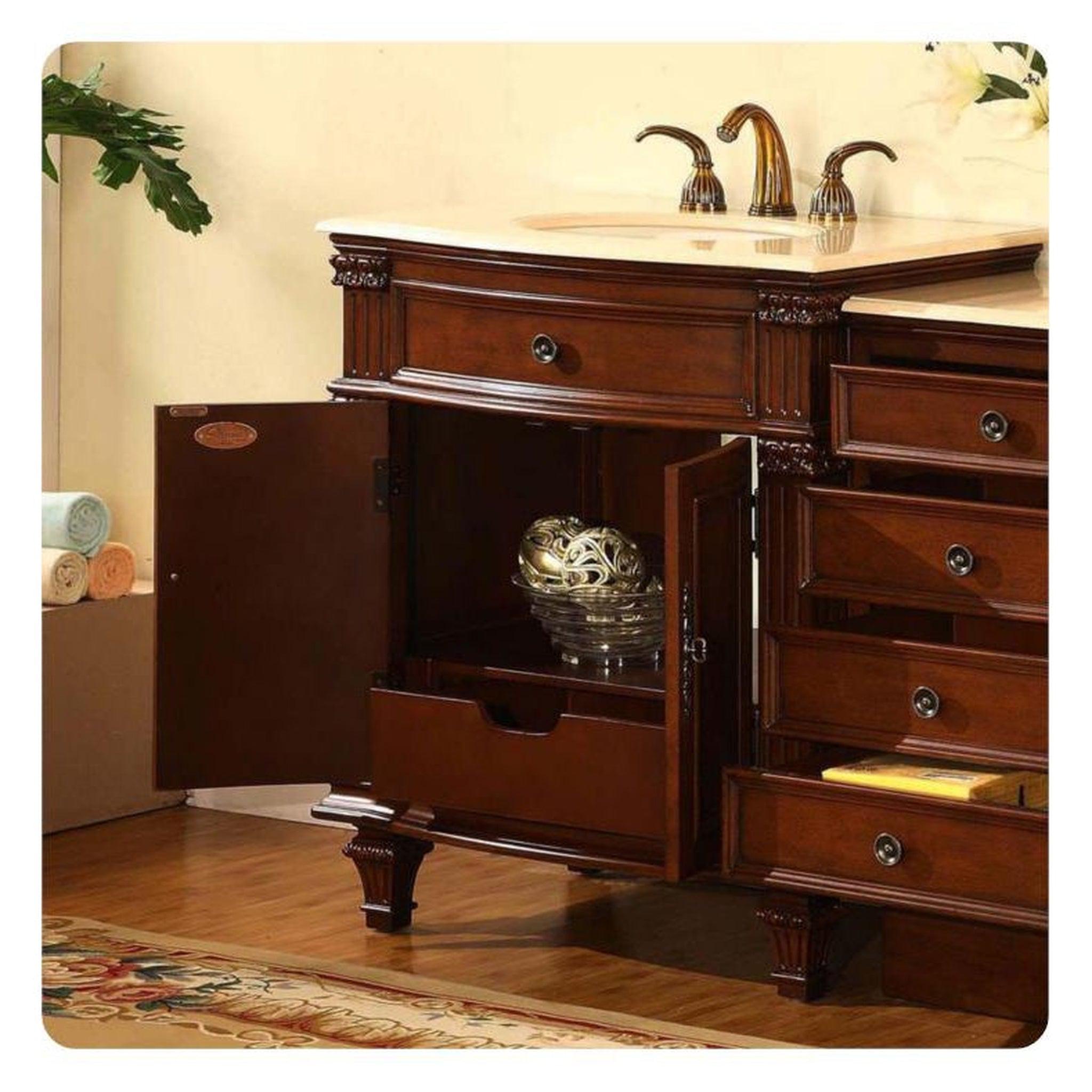 Silkroad Exclusive 51" Single Sink Cherry Modular Bathroom Vanity With ...