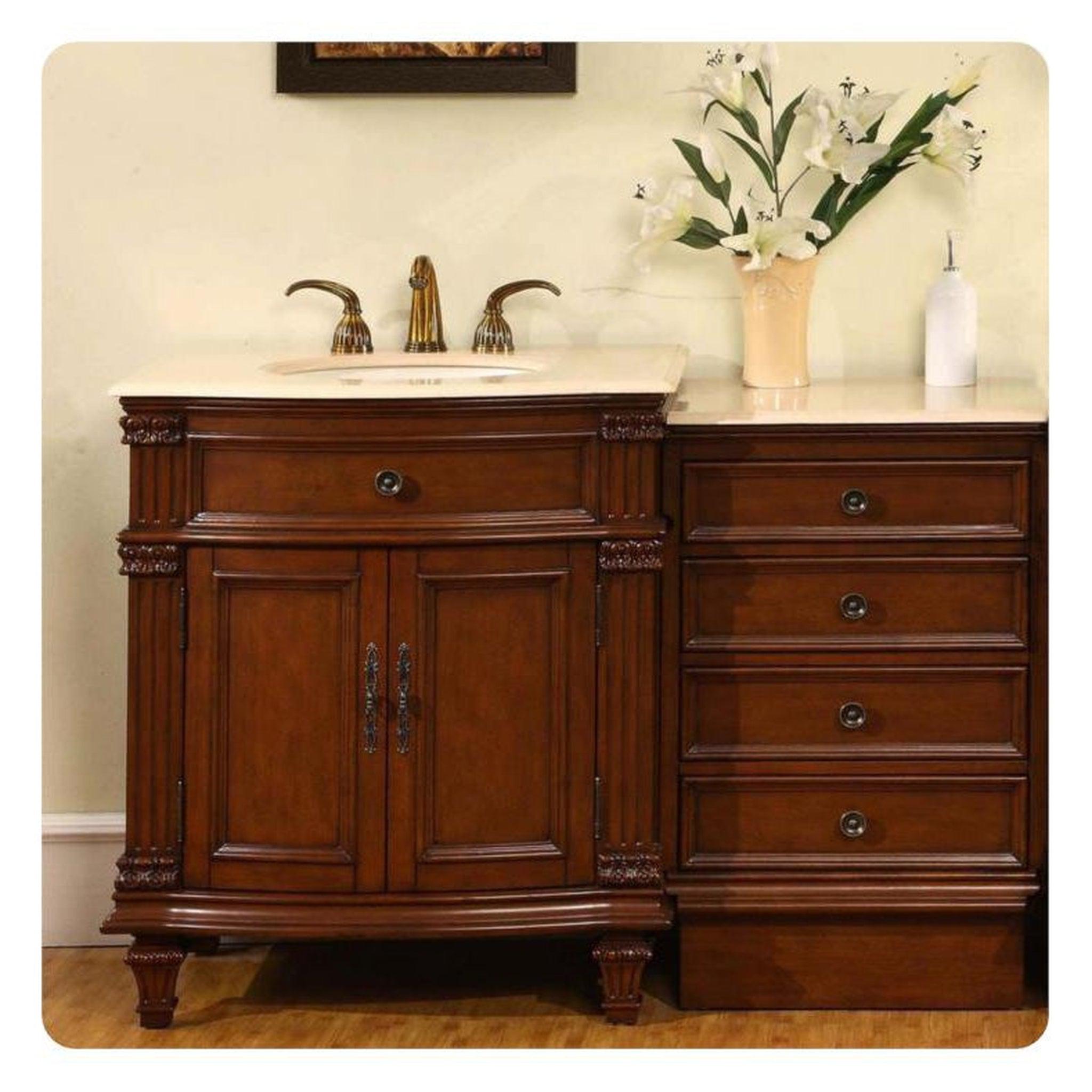 Silkroad Exclusive 51" Single Sink Cherry Modular Bathroom Vanity With ...