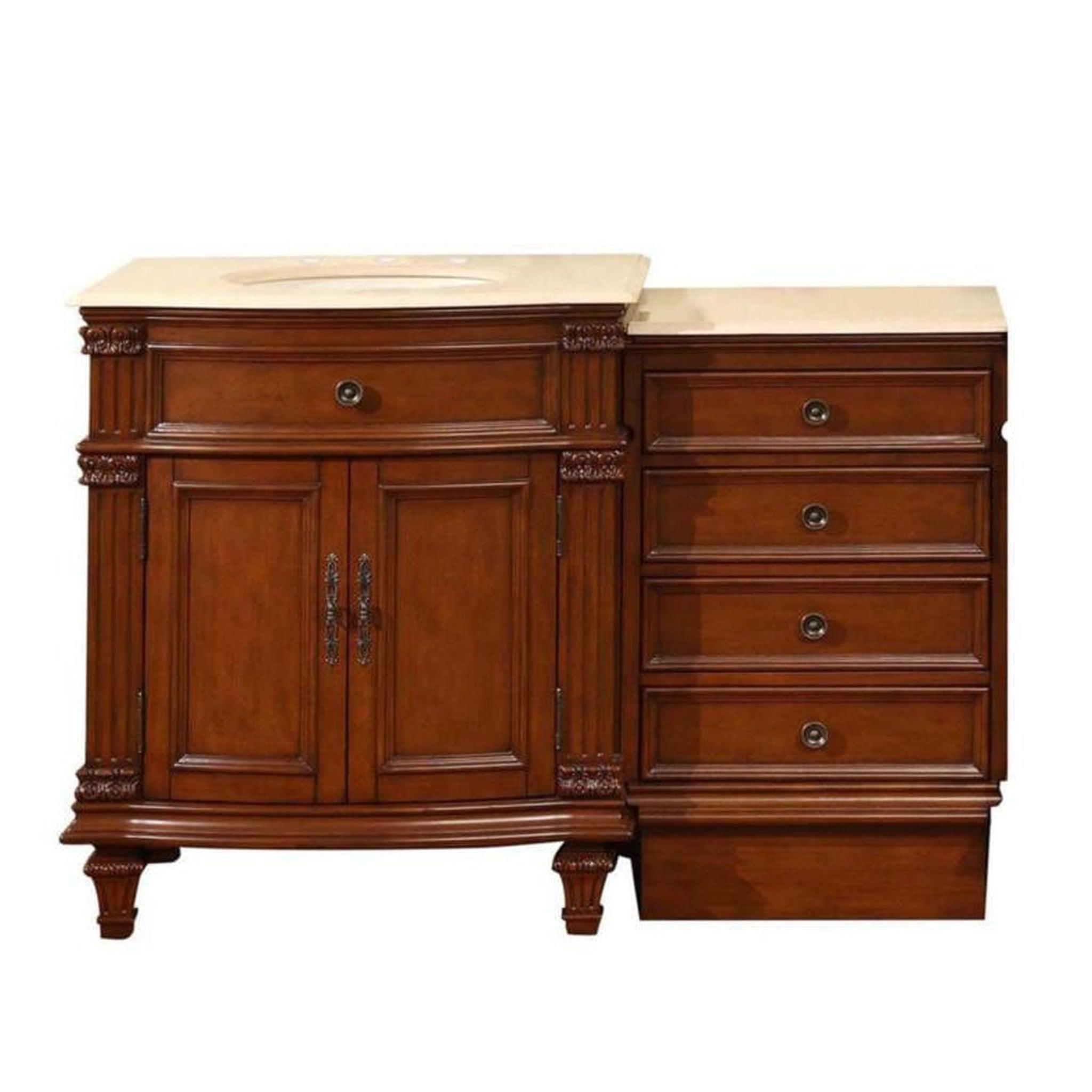 Silkroad Exclusive 51" Single Sink Cherry Modular Bathroom Vanity With ...