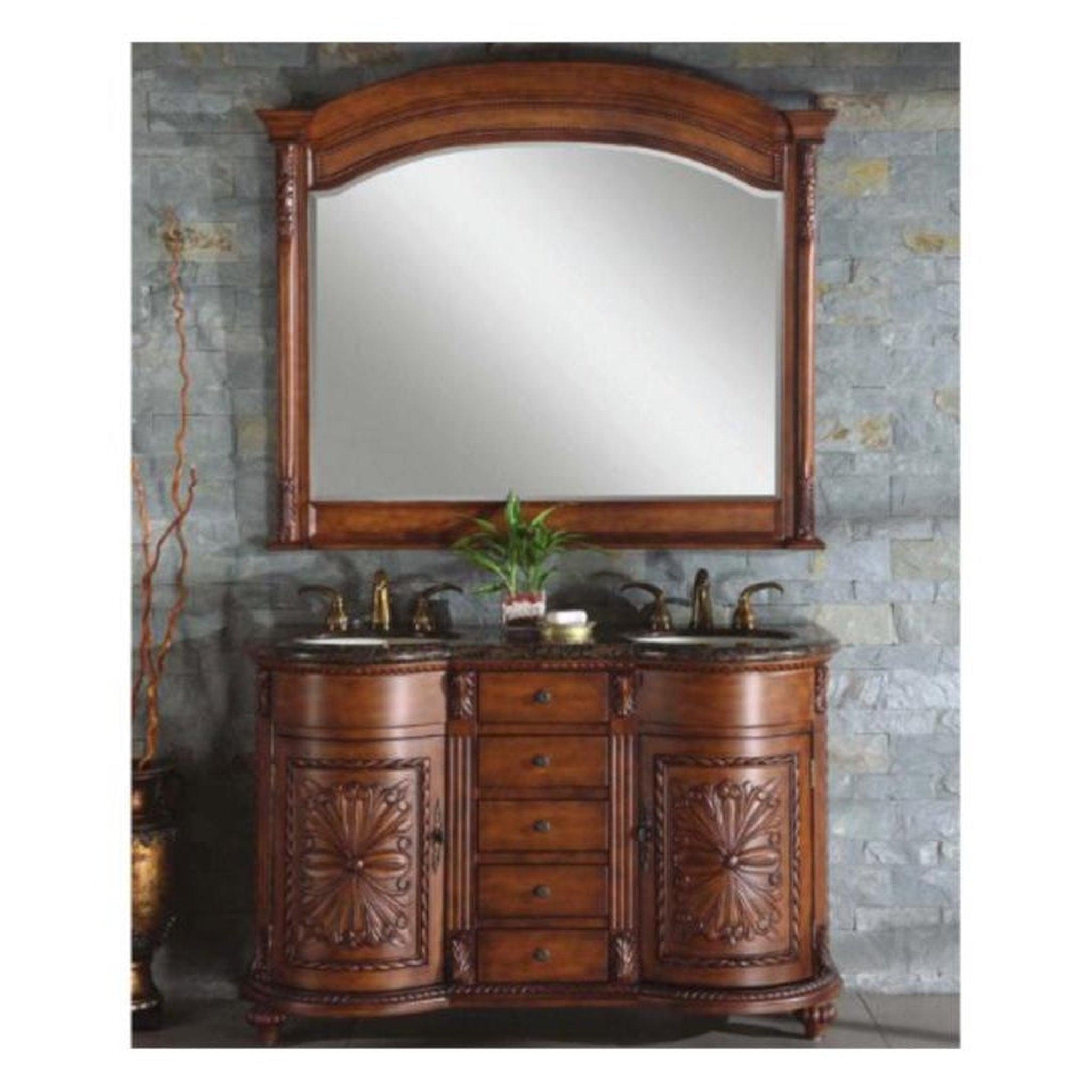 Silkroad Exclusive 54" Double Sink English Chestnut Bathroom Vanity Wi ...