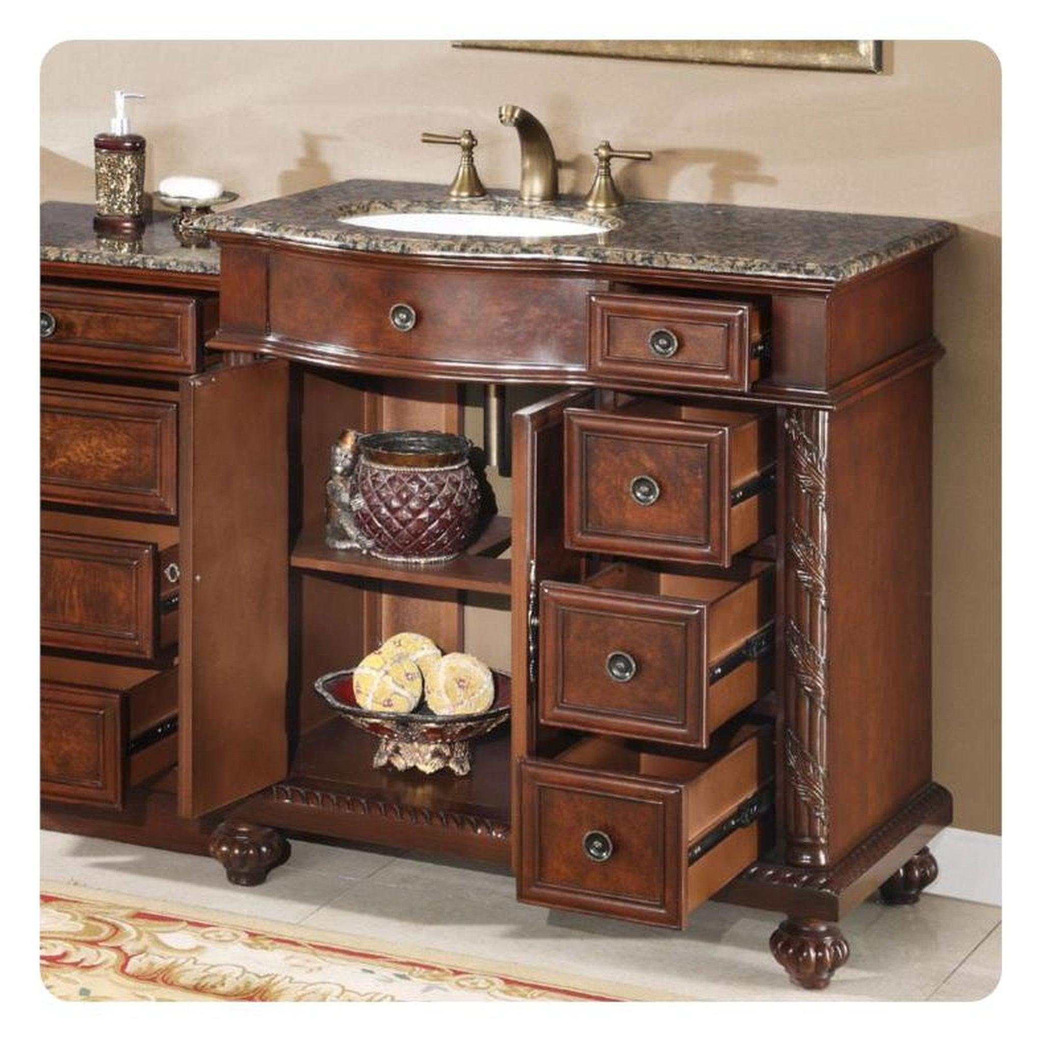 Silkroad Exclusive 56" Single Left Side Sink English Chestnut Modular ...
