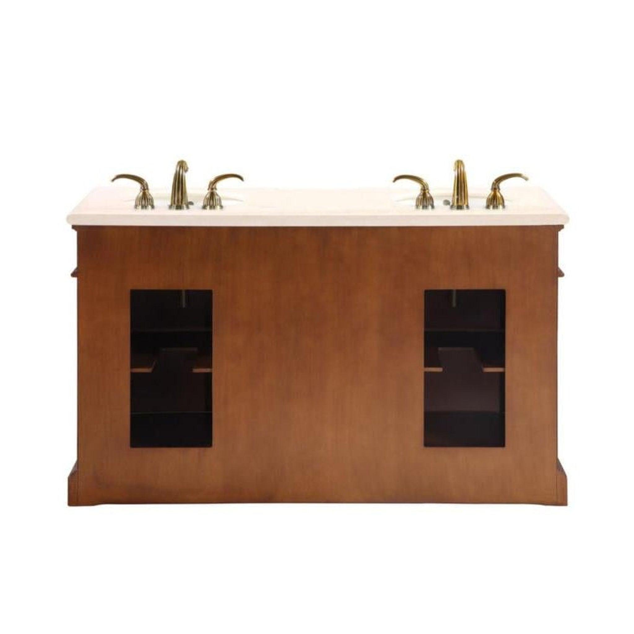 Silkroad Exclusive 58" Double Sink Brazilian Rosewood Bathroom Vanity ...