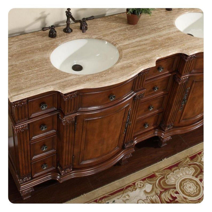 Silkroad Exclusive 72" Double Sink Brazilian Rosewood Bathroom Vanity ...
